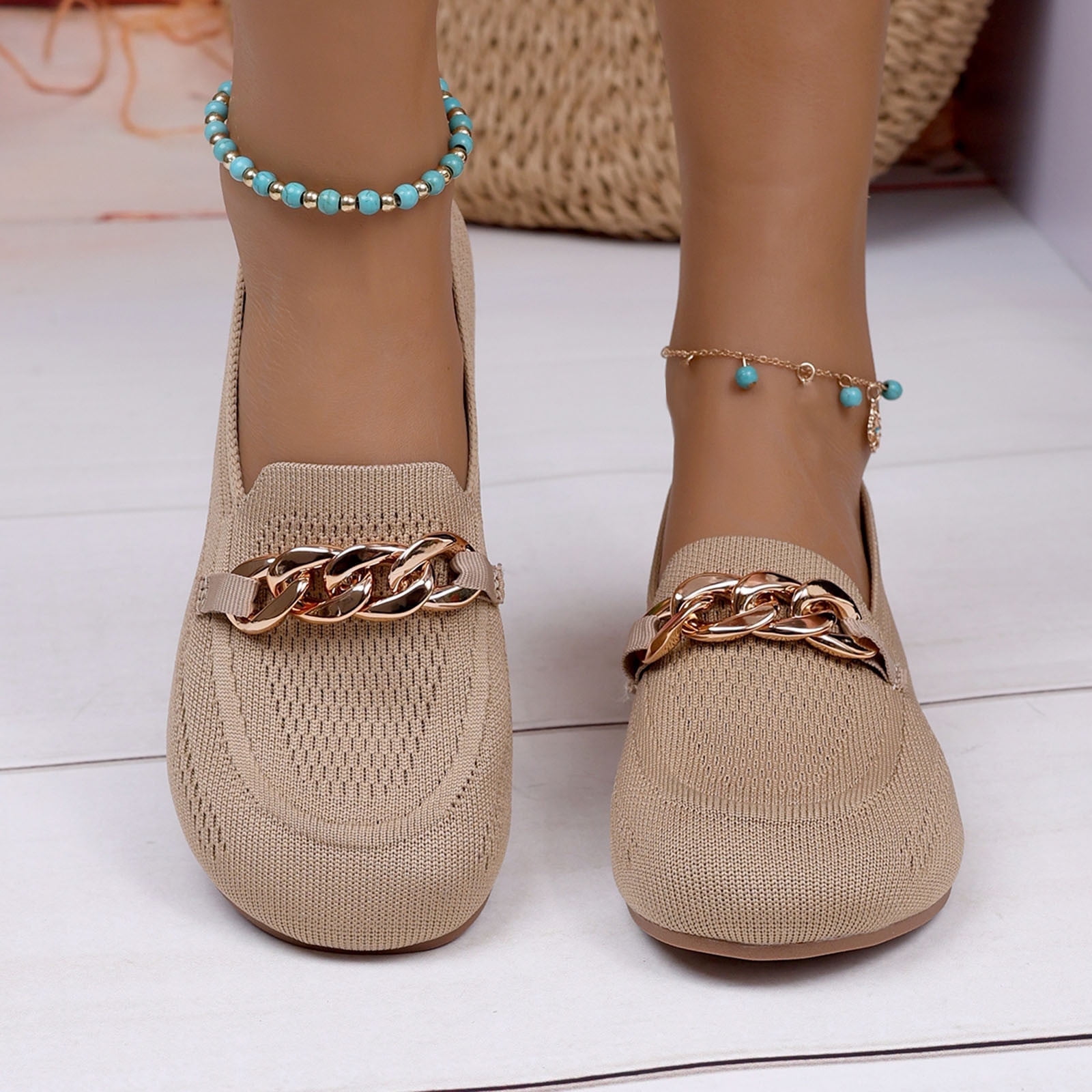 Juslio Womens Shoes Women's Solid Color Flat Heel Comfortable Casual ...