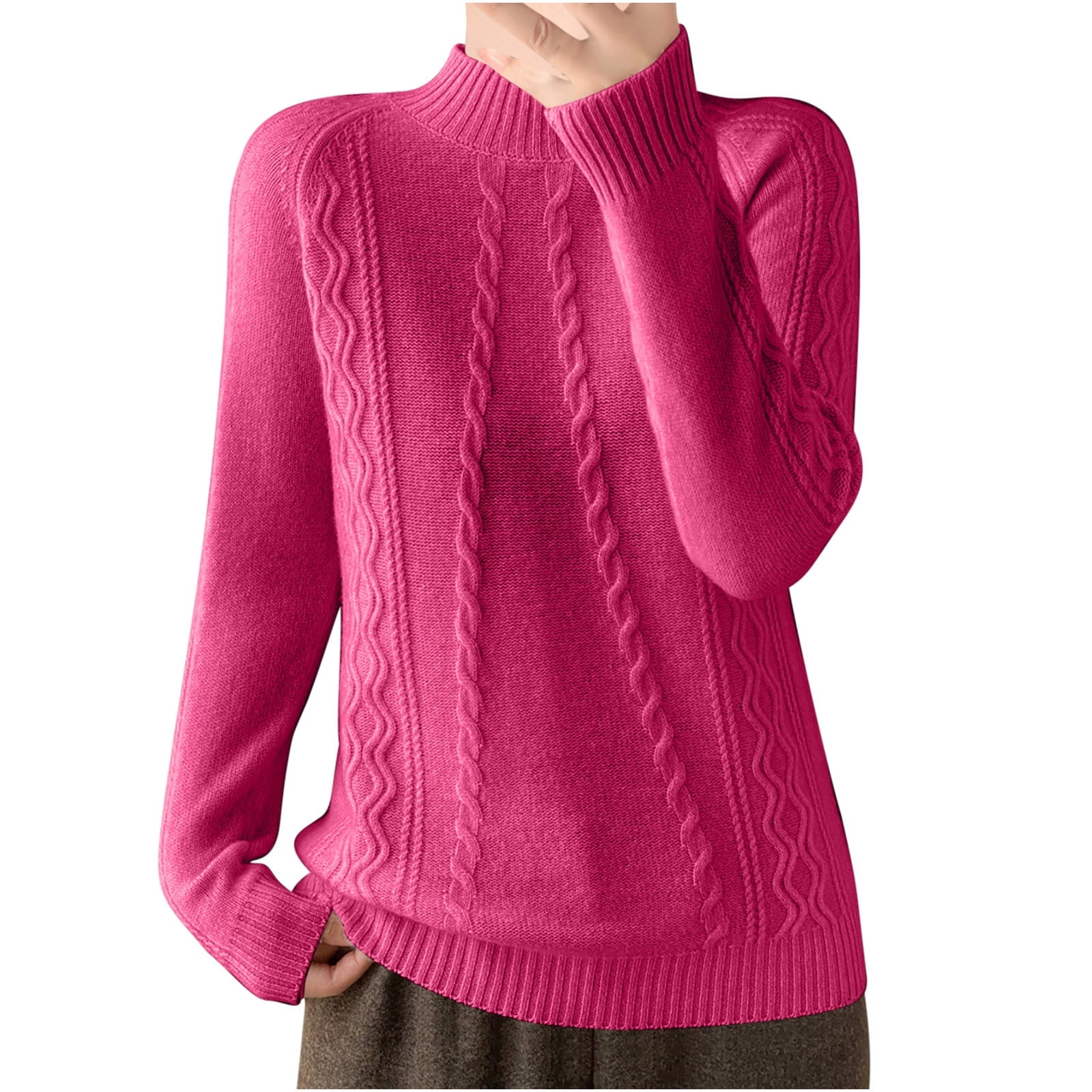Juslio Womens Sweaters Cardigans Women Tops Solid Crew Neck Long Sleeve ...