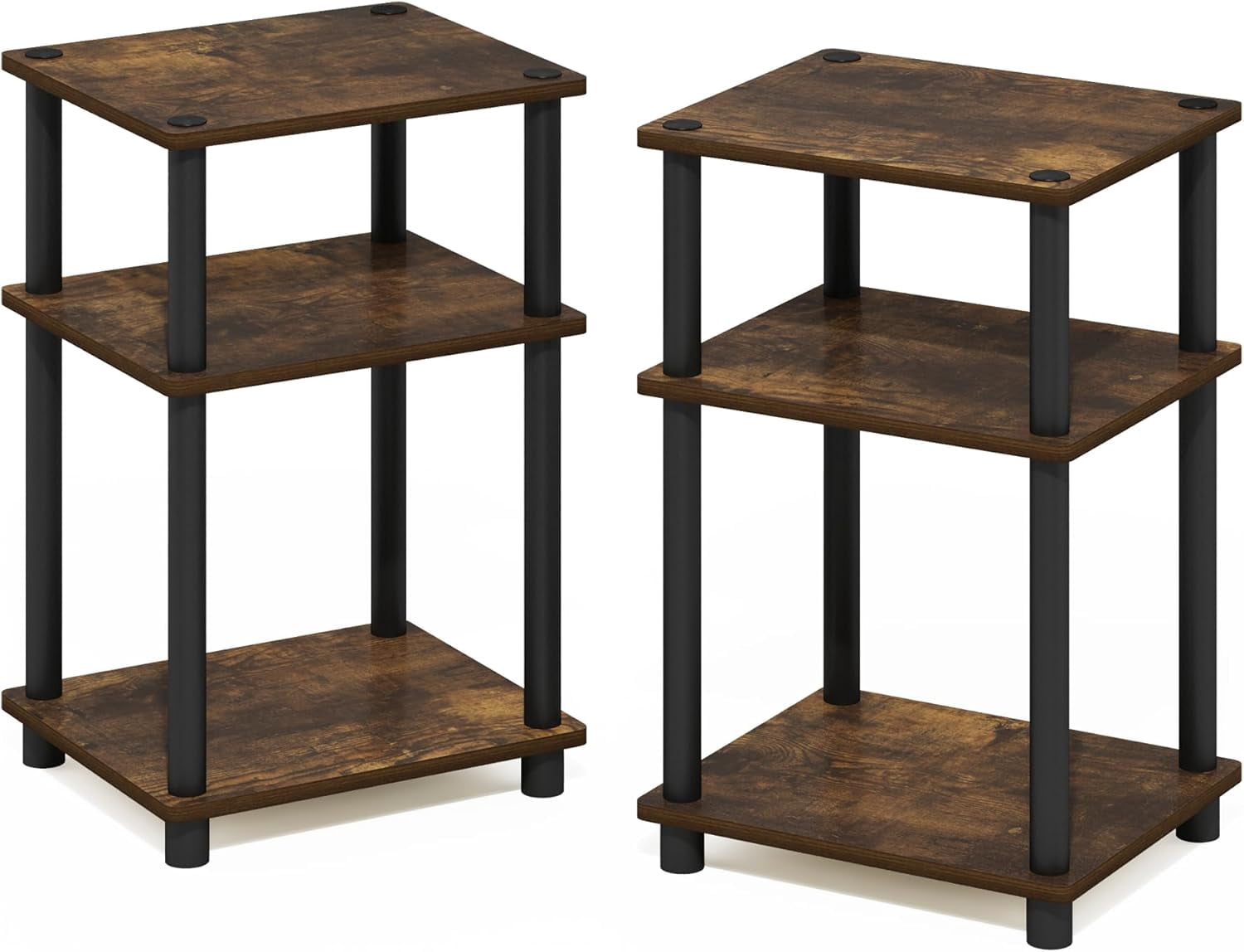 Just 3-Tier Turn-N-Tube End Table, 2-Pack, Amber Pine/Black - Walmart.com