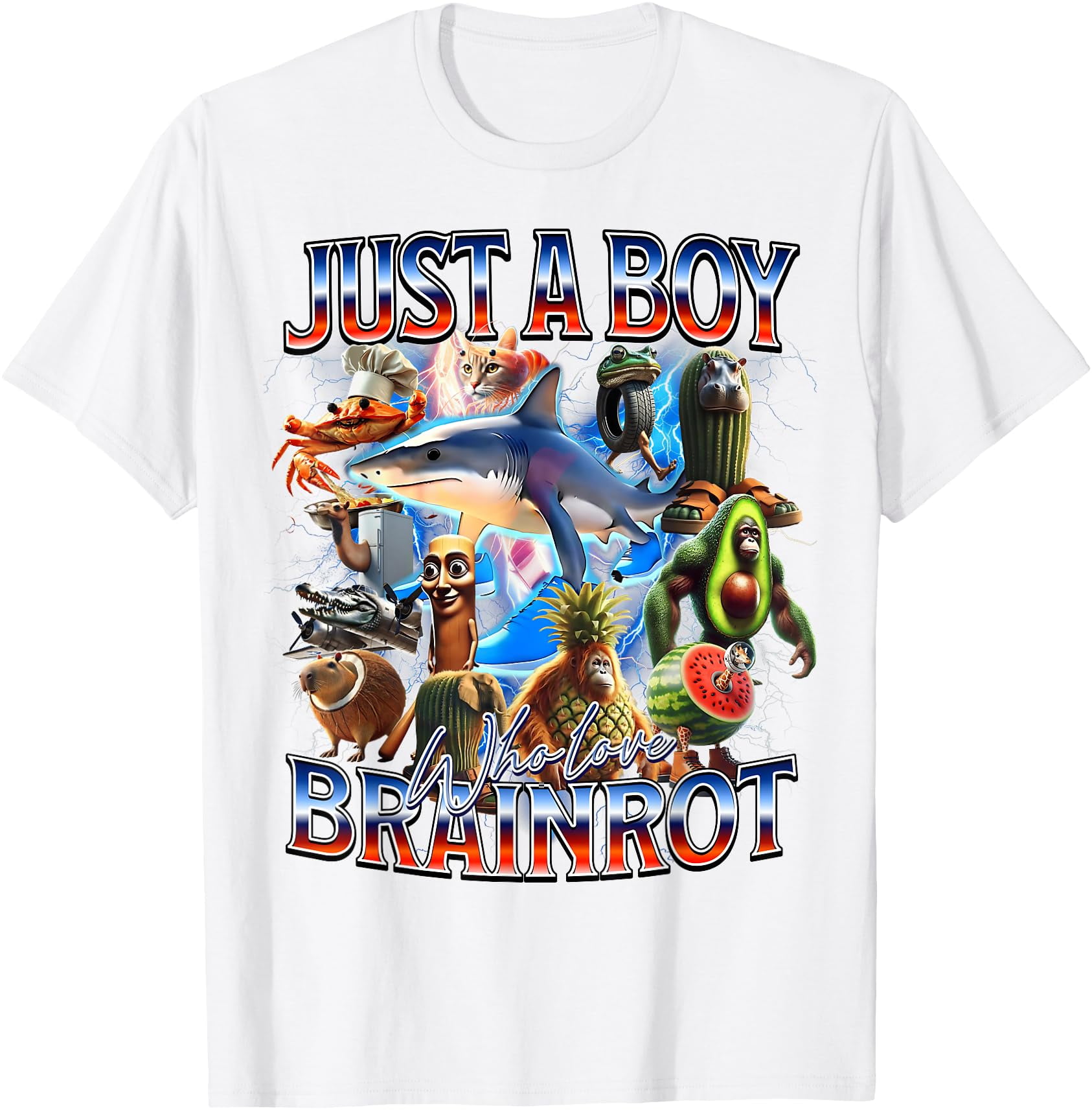 Just A Boy Who Love Brainrot Meme Italian Bootleg Girl Kids T-Shirt ...