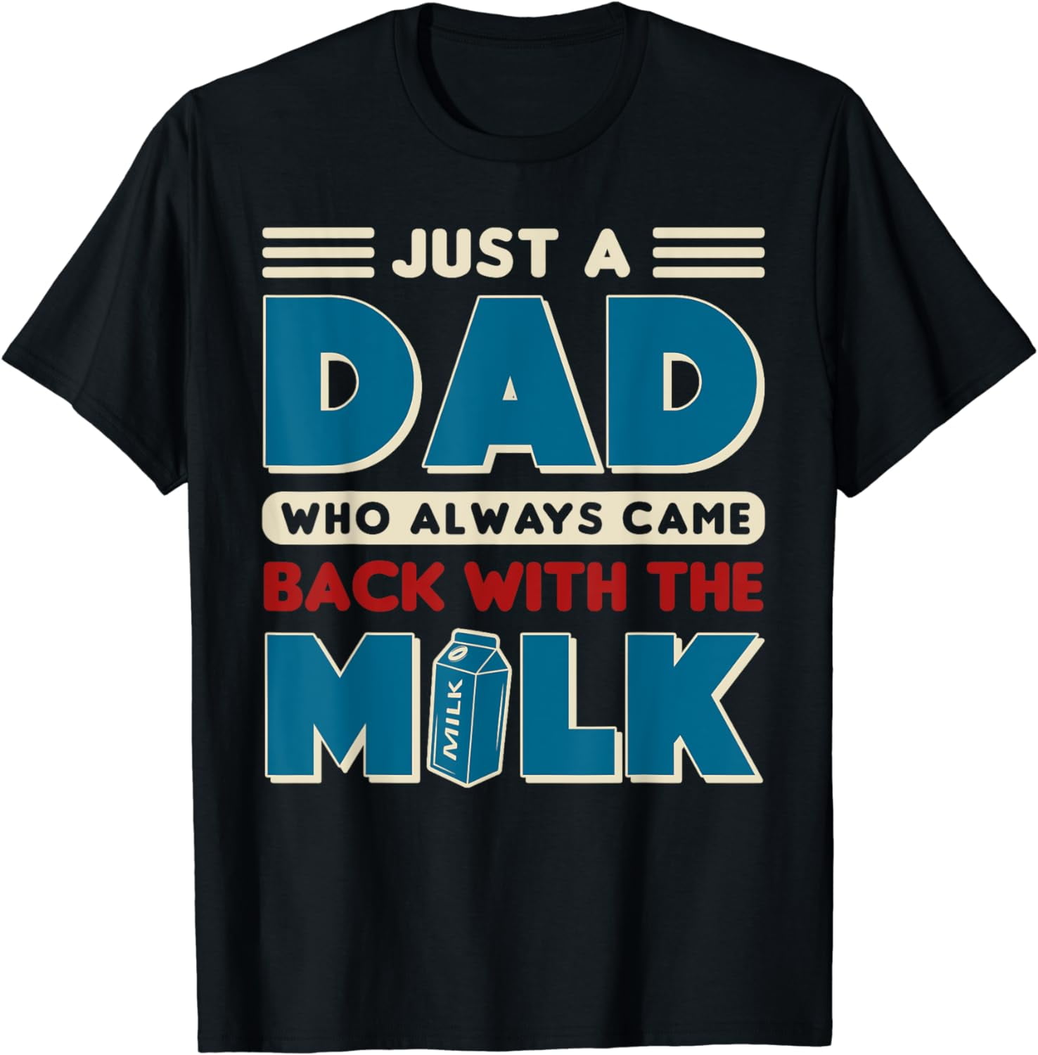 Just A Dad Who Always Came Back With The Milk Retro Fun Dad T-Shirt ...