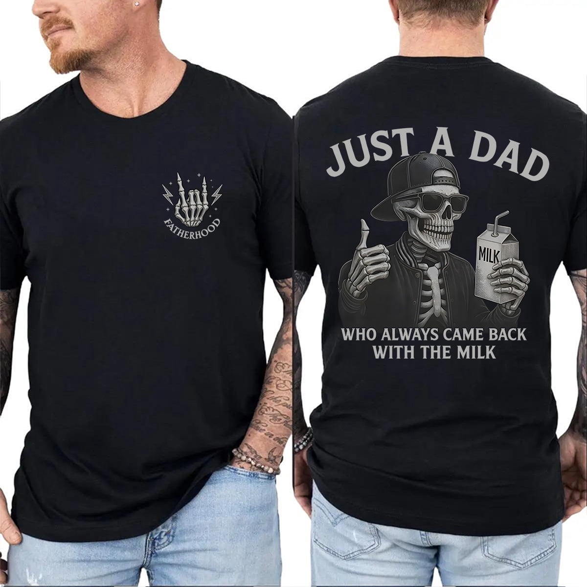 Just A Dad Who Came Back With The Milk Skeleton Graphic Casual T-Shirt ...