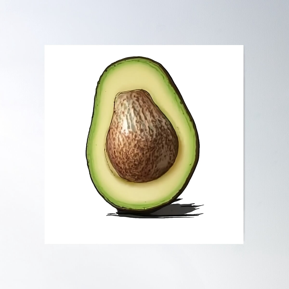 Just A Drawing Of An Avocado Poster Wall Art, Modern Wall Decor For ...
