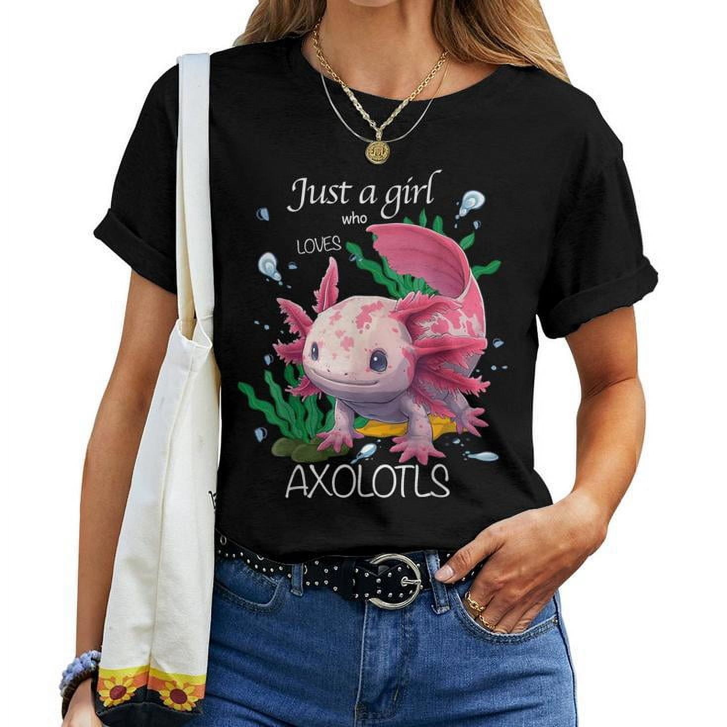 Just A Girl Who Loves Axolotls Kawaii Axolotl Girl Kid Women T-S ...