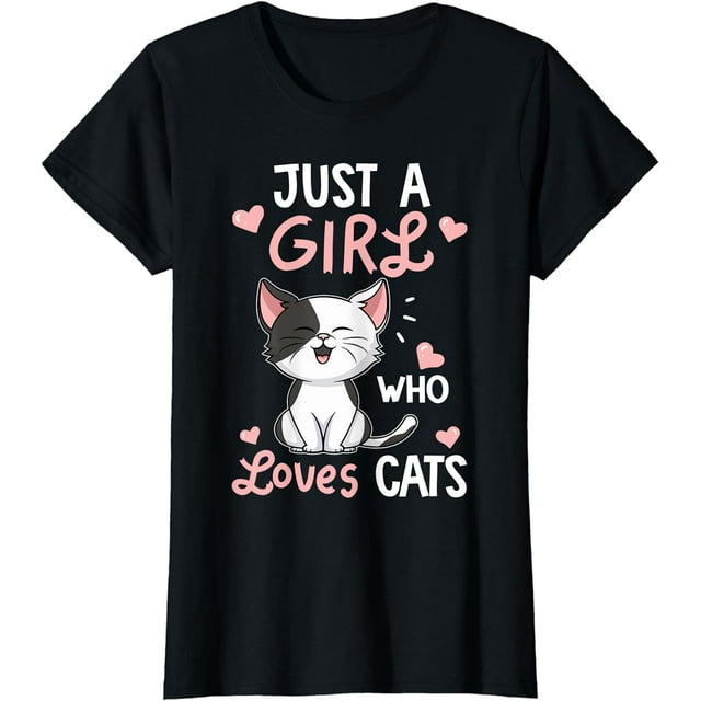 Just A Girl Who Loves Cats Tshirt Cute Cat Lover Gifts T-Shirt ...
