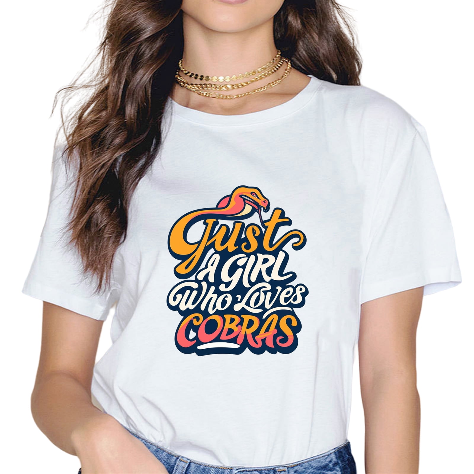 Just A Girl Who Loves Cobra Snakes 閳?Funny Cobra Snake T-Shirt ...