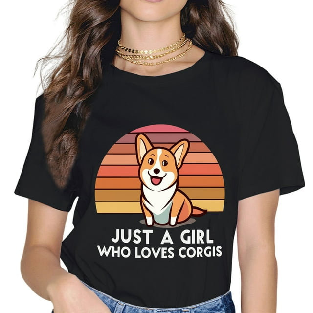 Just A Girl Who Loves Corgis Gifts for Corgi Lovers T-Shirt - Walmart.com
