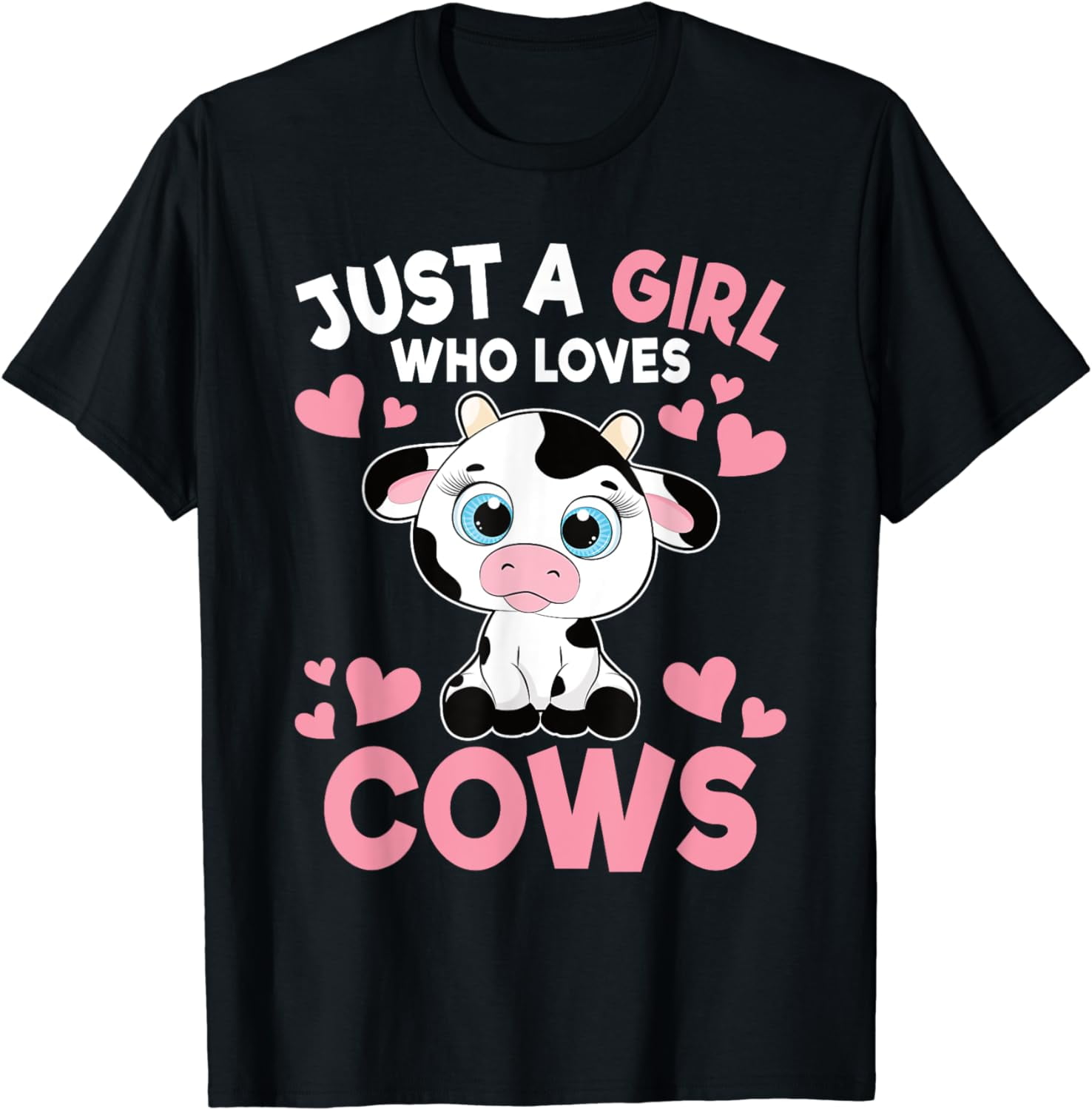 Just A Girl Who Loves Cows Cute Cow Print Girls Kids T-Shirt - Walmart.com