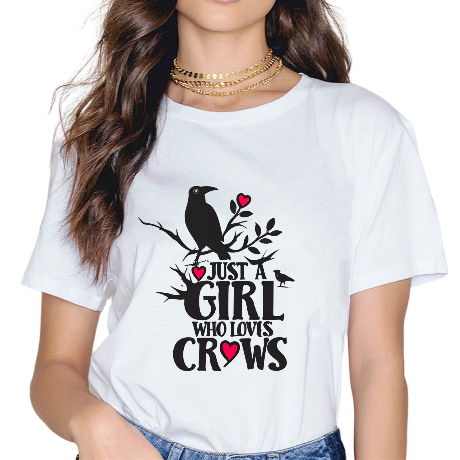 Just A Girl Who Loves Crows for Women Crow and Raven Lovers T-Shirt ...