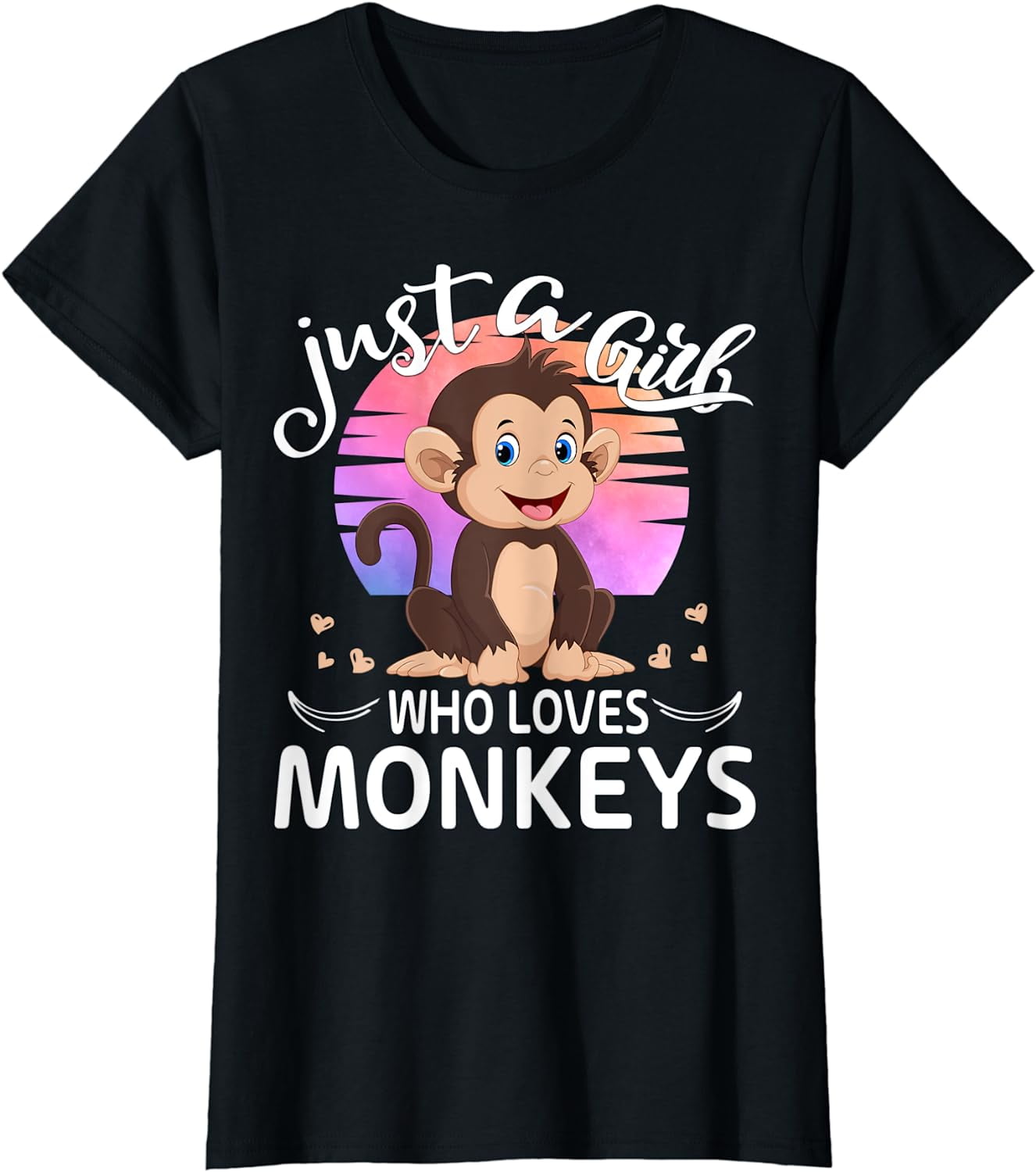 Just A Girl Who Loves Monkeys Cute Monkey Lover Girls Kids T-Shirt ...