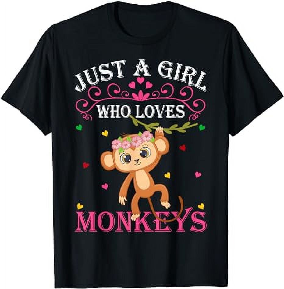 Just A Girl Who Loves Monkeys Cute Monkey Lover Kids T-Shirt - Walmart.com