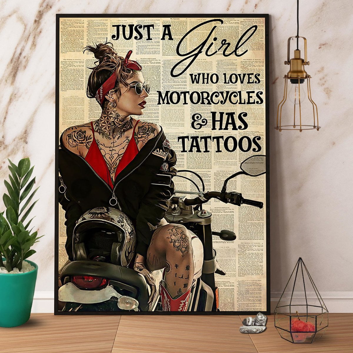 Just A Girl Who Loves Motorcycles And Has Tattoos Paper Poster No Frame ...