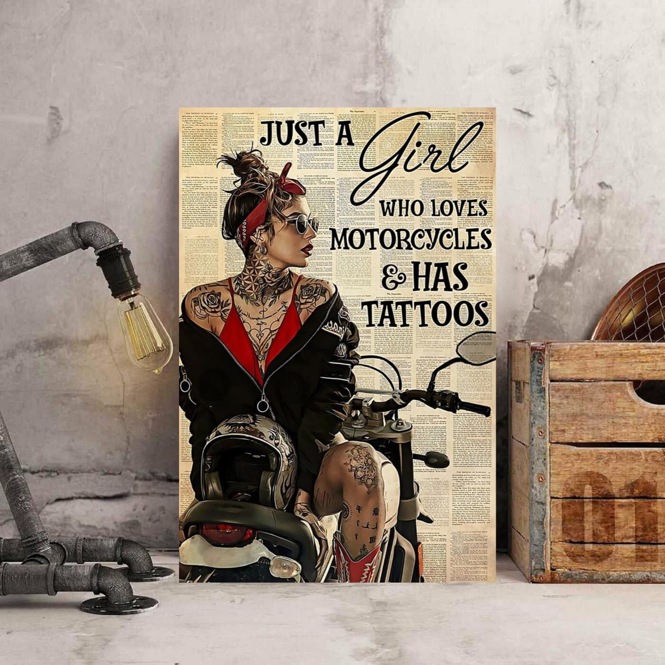 Just A Girl Who Loves Motorcycles And Has Tattoos Poster 16 x 24 Inch ...