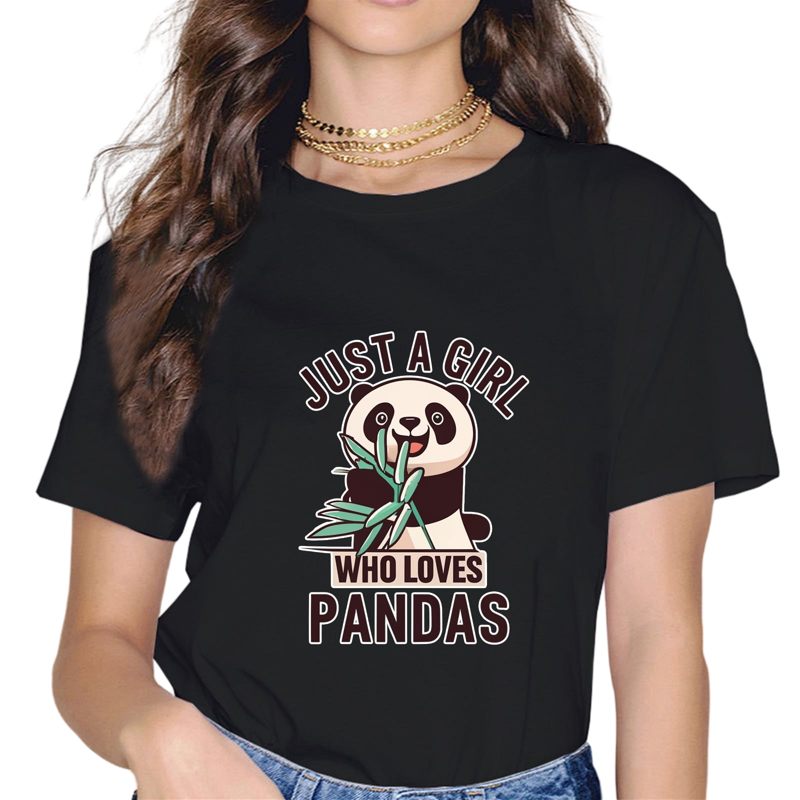 Just A Girl Who Loves Pandas Panda Bear Cute Panda Costume T-Shirt ...
