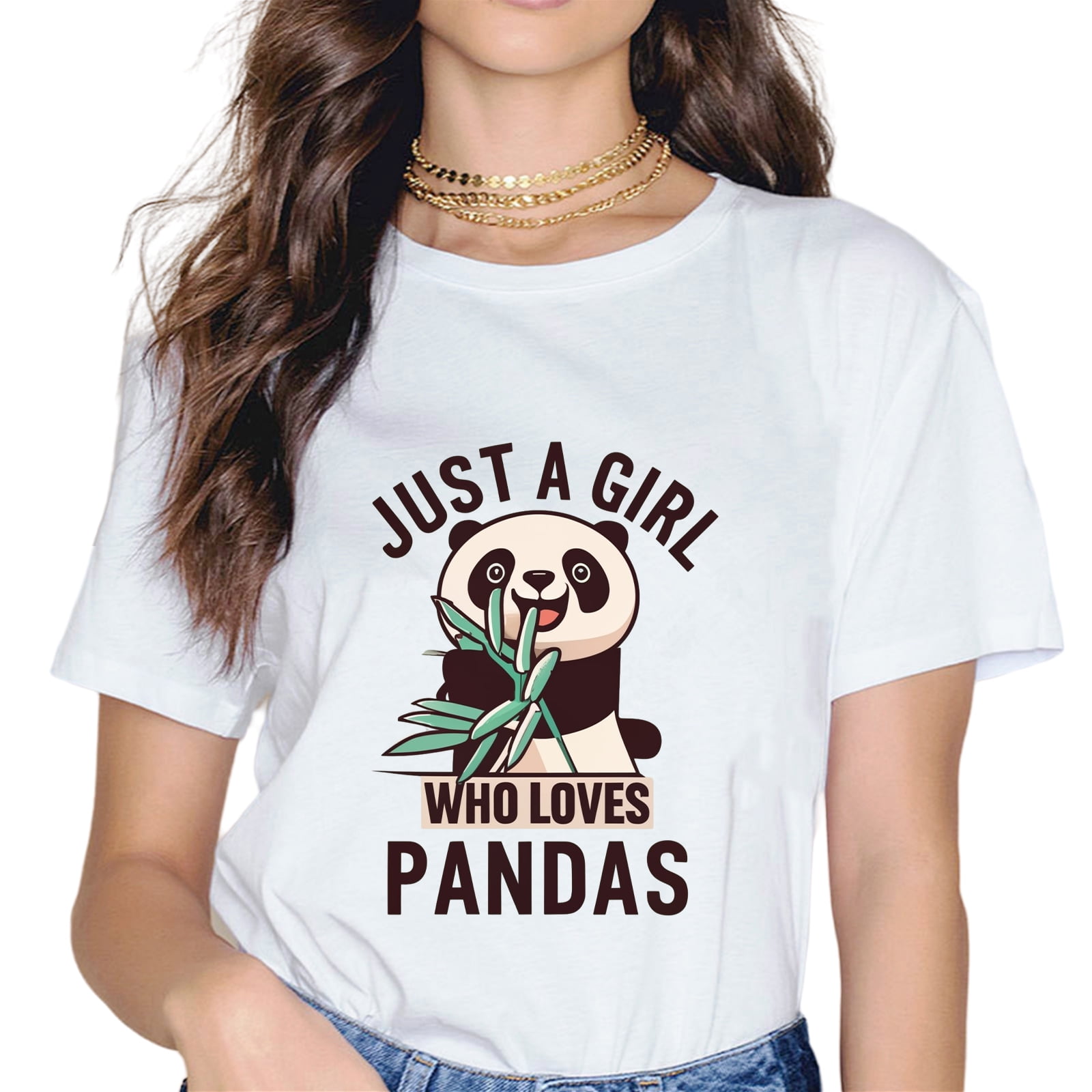 Just A Girl Who Loves Pandas Panda Bear Cute Panda Costume T-Shirt ...