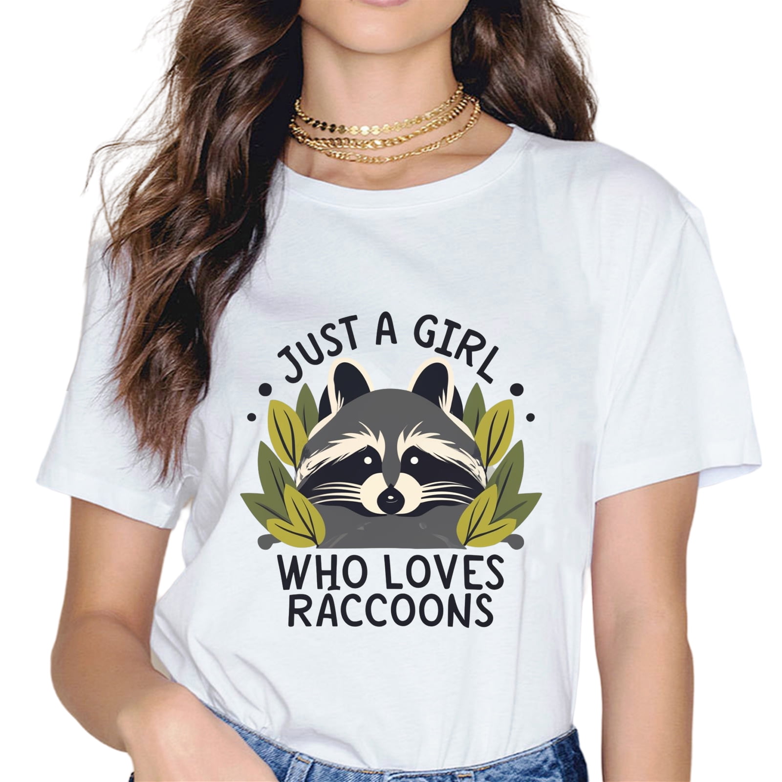 Just A Girl Who Loves Racoon Cute Raccoons Funny Team Trash T-Shirt ...