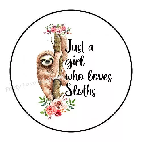 Just A Girl Who Loves Sloths Sticker Party Favor Envelope Seals Labels ...