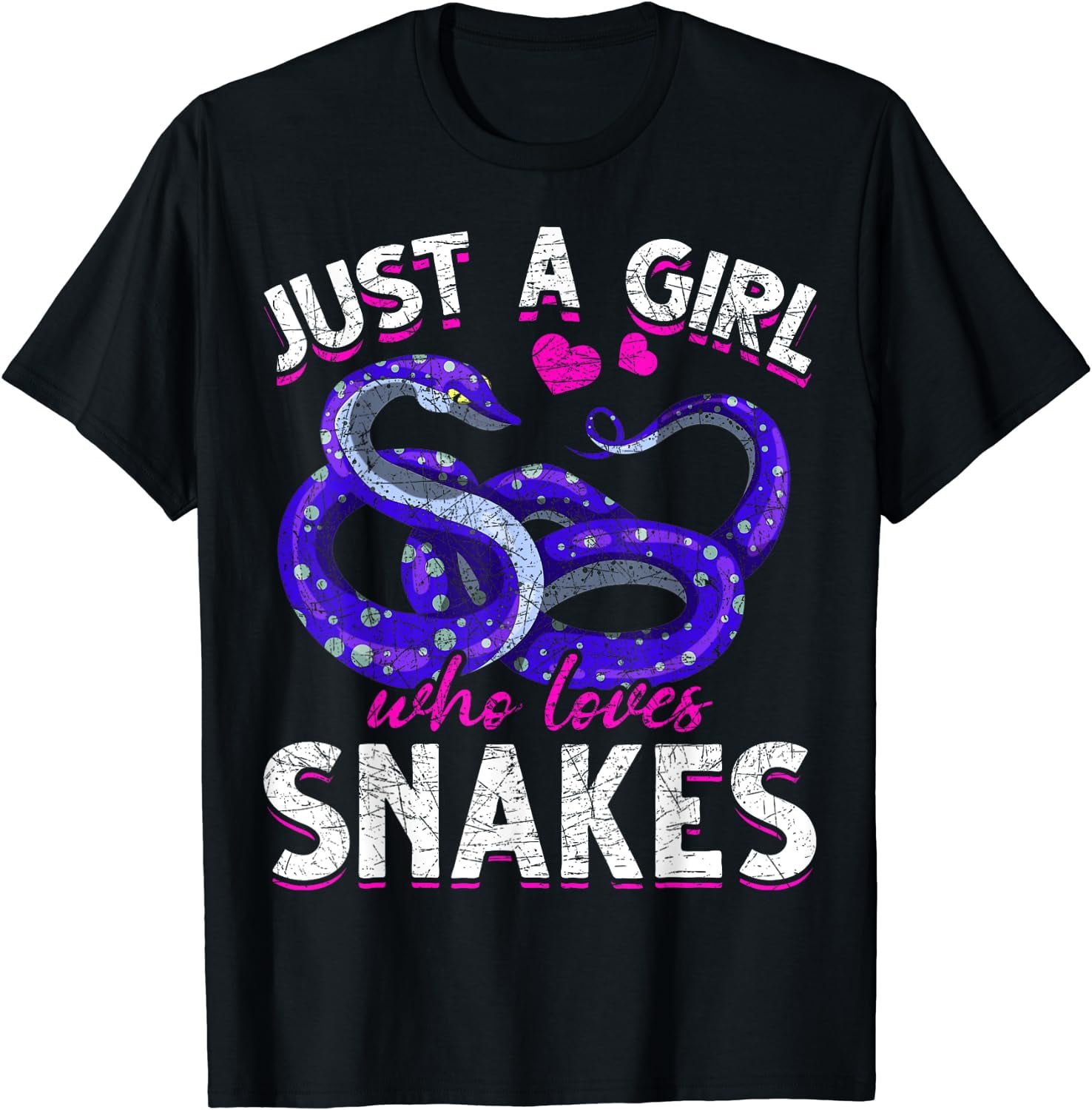 Just A Girl Who Loves Snakes Reptile Keeper Pet Snake T-Shirt Black ...