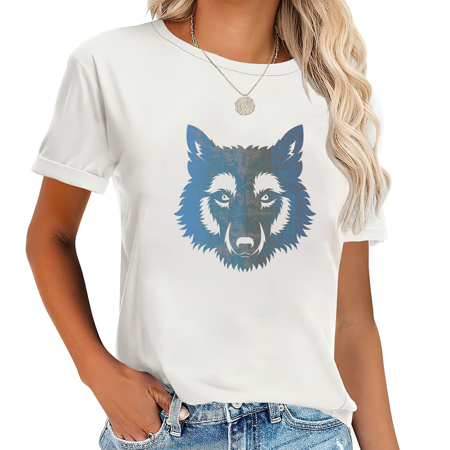 Just A Girl Who Loves Wolf Wolves Birthday Gifts Womens T-Shirt White M ...