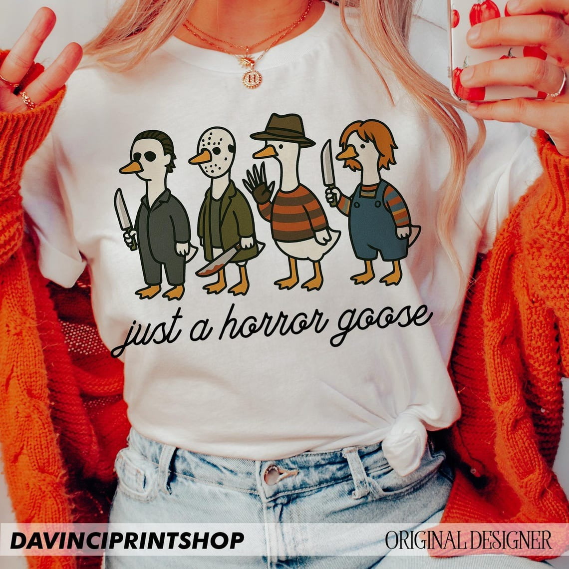 Just A Horror Goose T-Shirt, Halloween Silly Goose Clipart Shirt ...