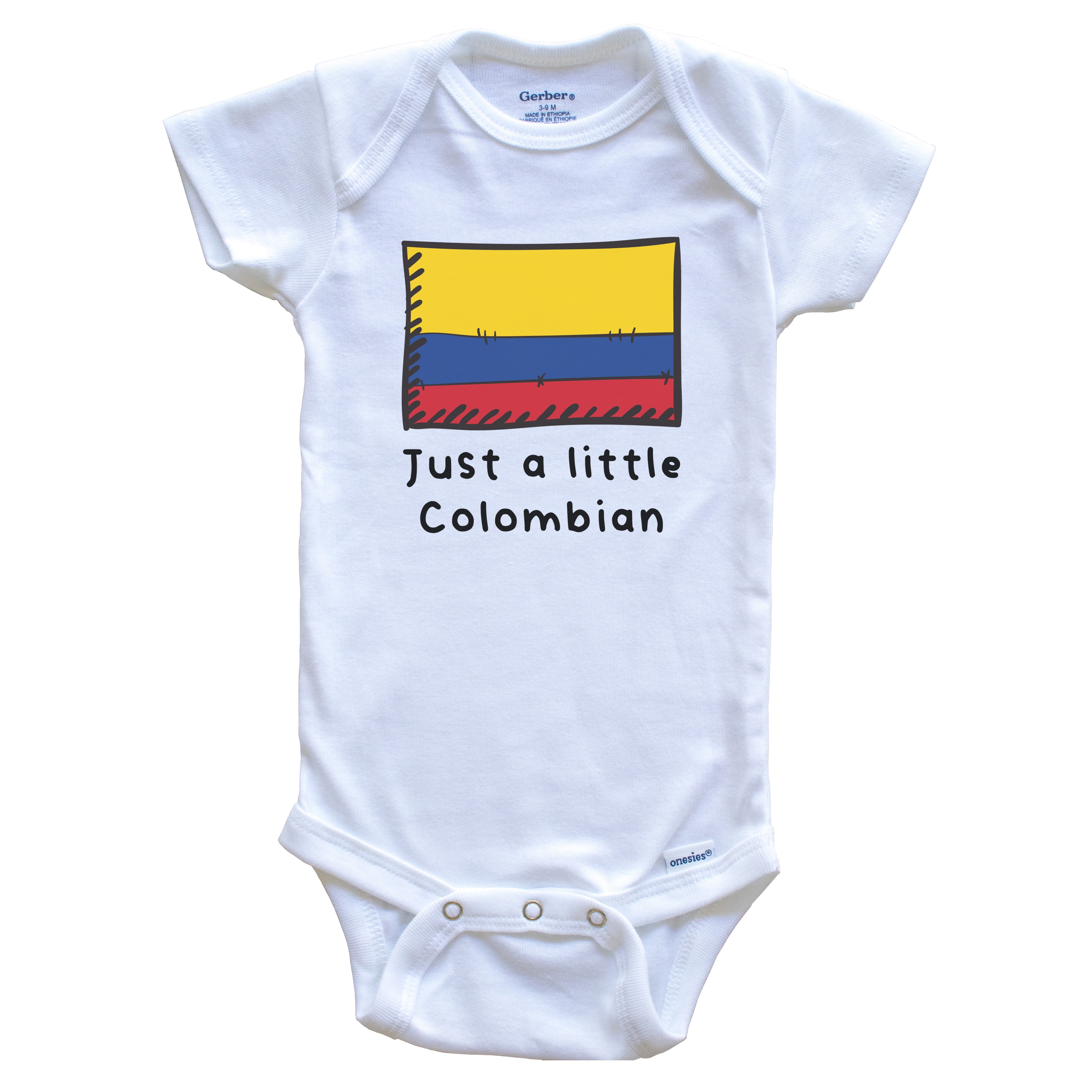 Just A Little Colombian Funny Cute Colombia Flag Baby Bodysuit ...