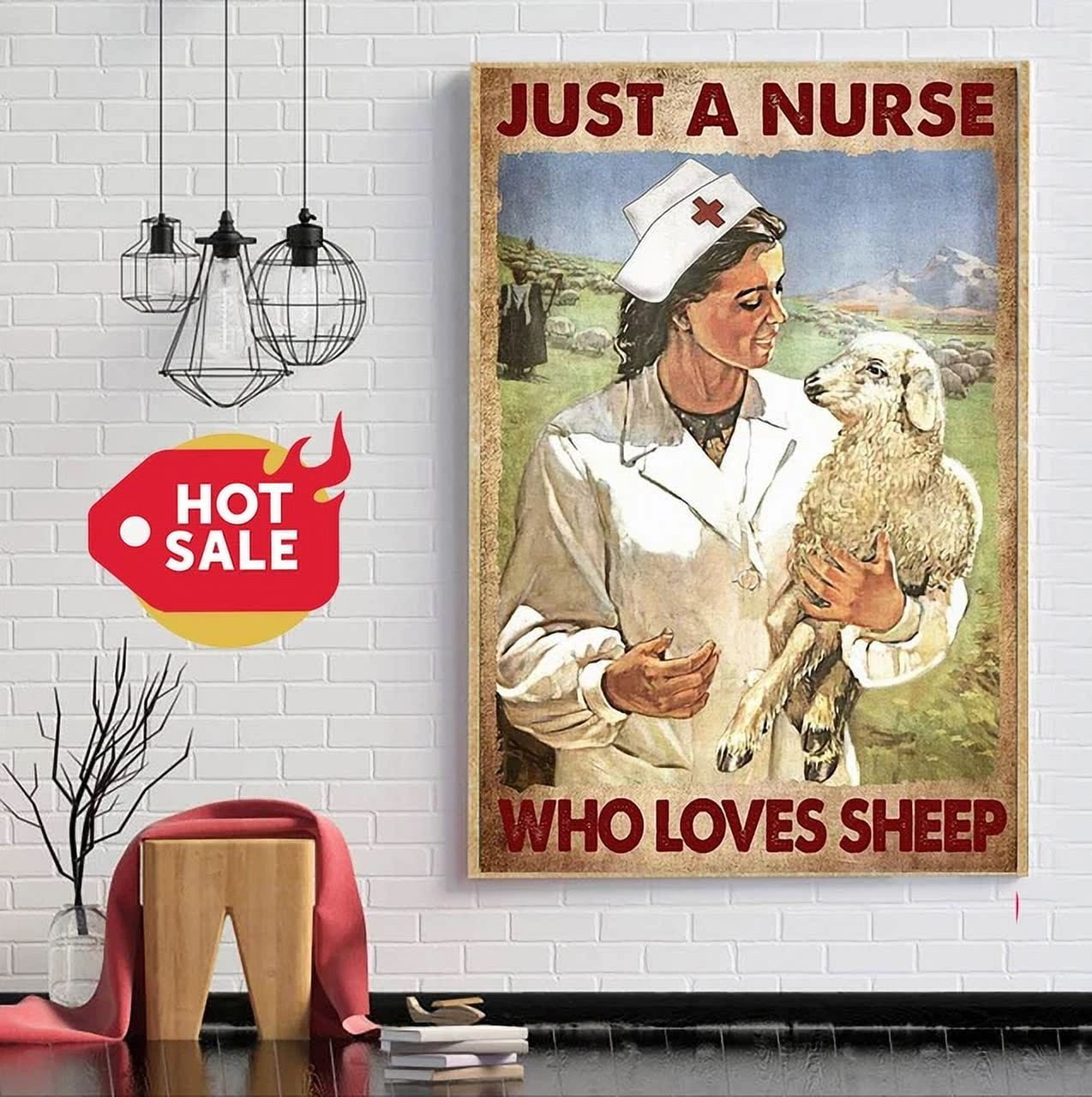 Just A Nurse Who Loves Sheep NO FRAMED POSTER Home Decor, Vintage Art ...