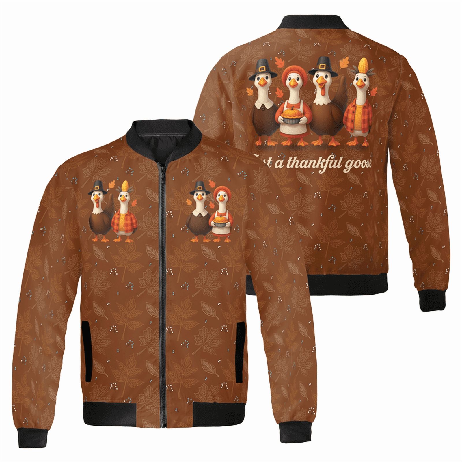 Just A Thankful Goose Happy Thanksgiving Bomber Jacket for Men & Women ...