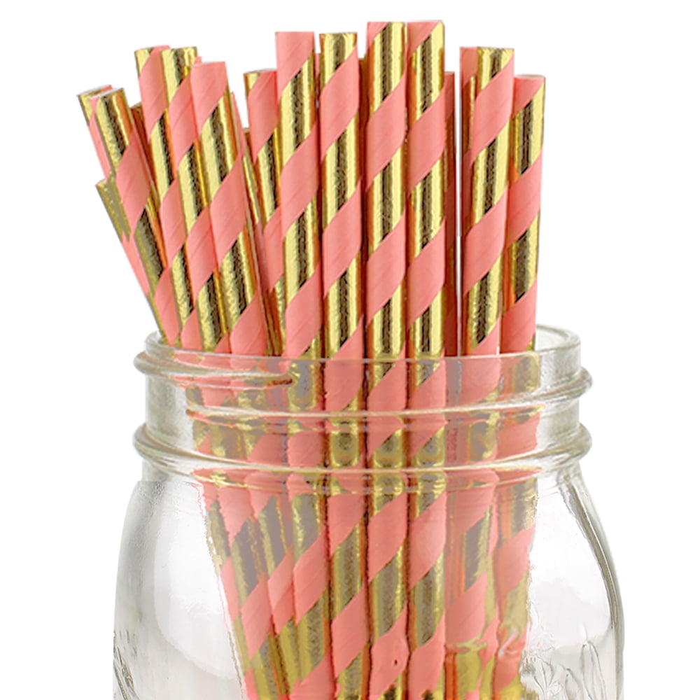 Just Artifacts Decorative Striped Paper Straws (100pcs, Striped ...