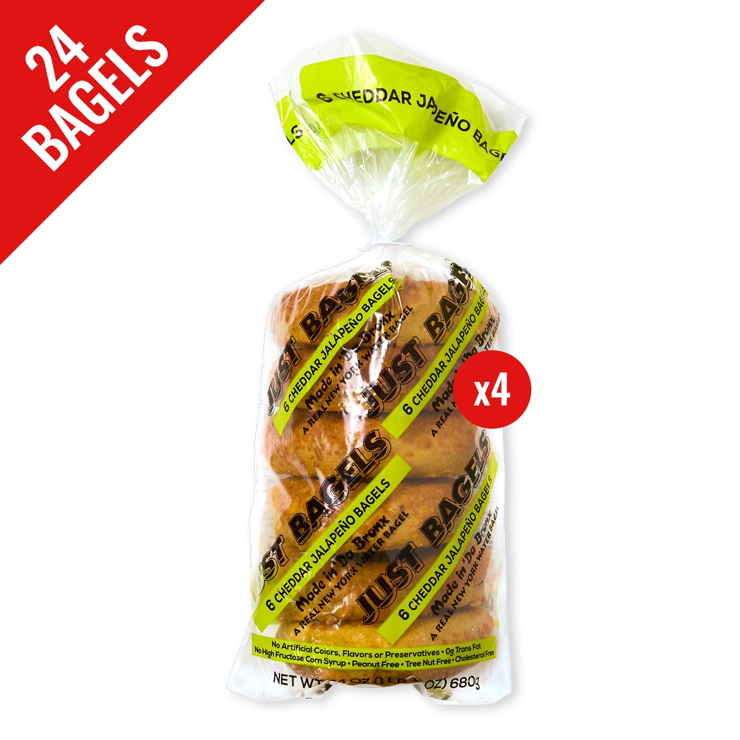 Just Bagels Fresh Cheddar Jalapeno Bagels, Wheat and Barley Flour, 24 ...