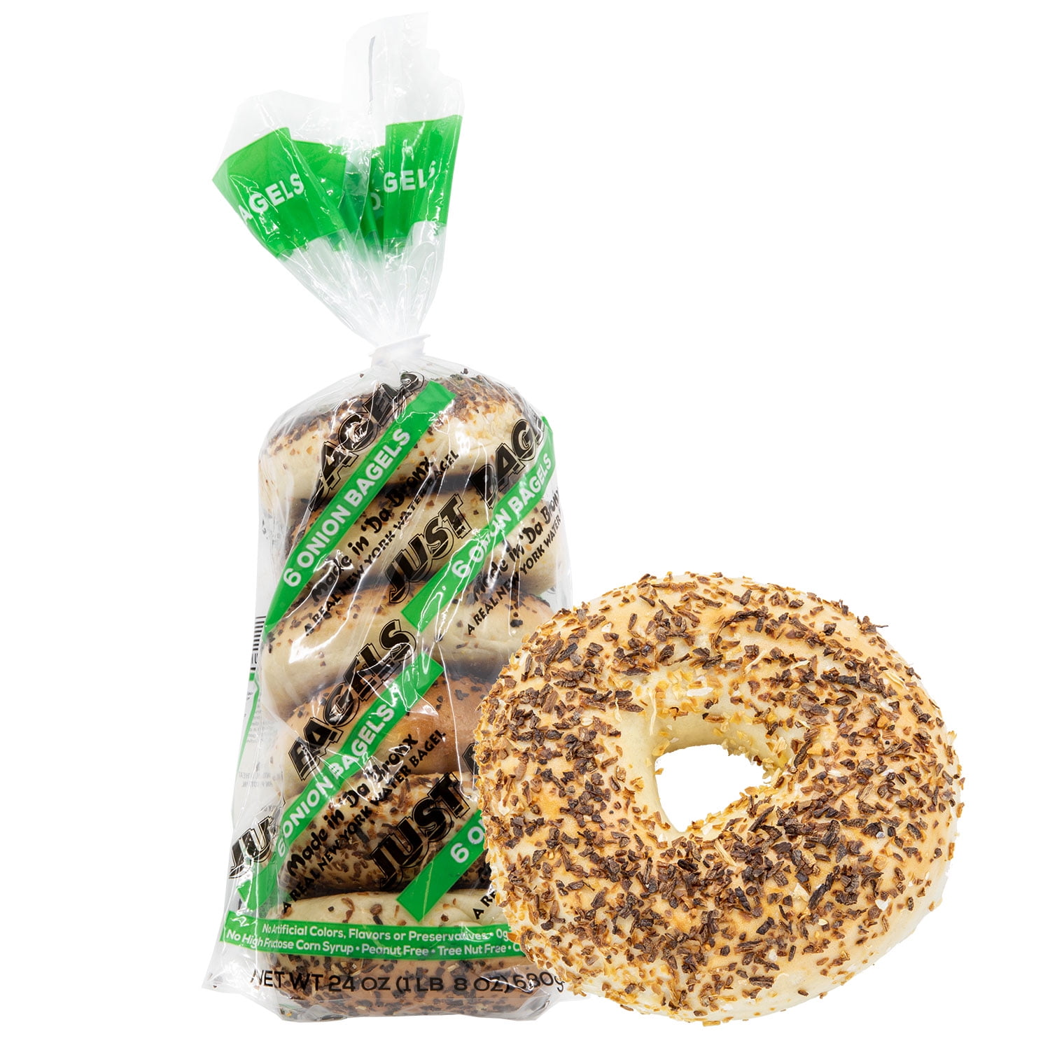 Just Bagels - Onion Bagels - 48 Count (8 six packs), 24oz Bag - Non-GMO ...
