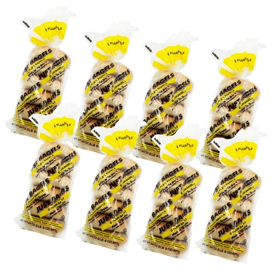 Just Bagels - Plain Bagels - 48 Count (8 six packs), 24oz Bag - Non-GMO - All Natural - NY ...