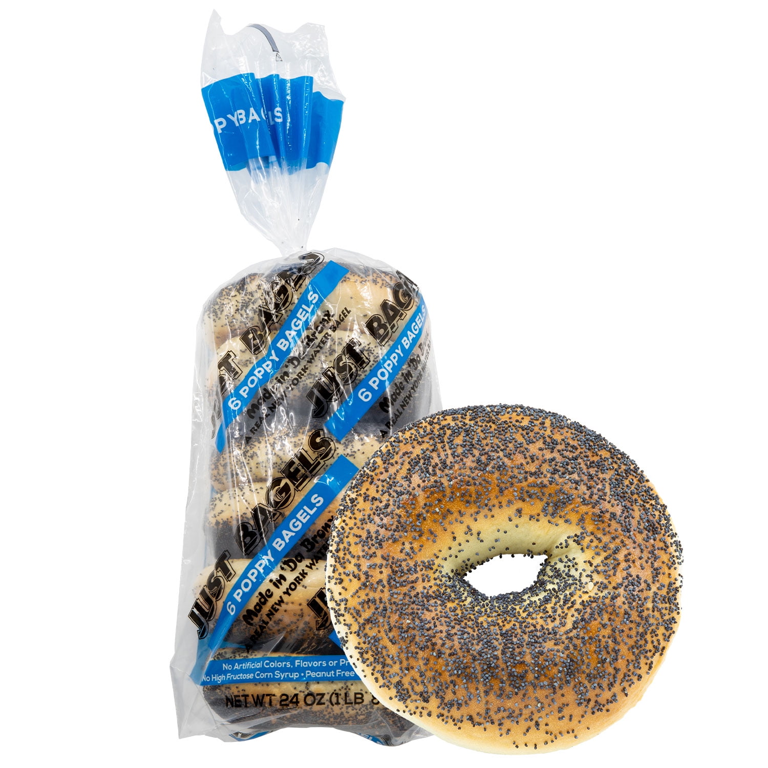 Just Bagels - Poppy Bagels - 24 Count (4 six packs), 24oz Bag - Non-GMO ...