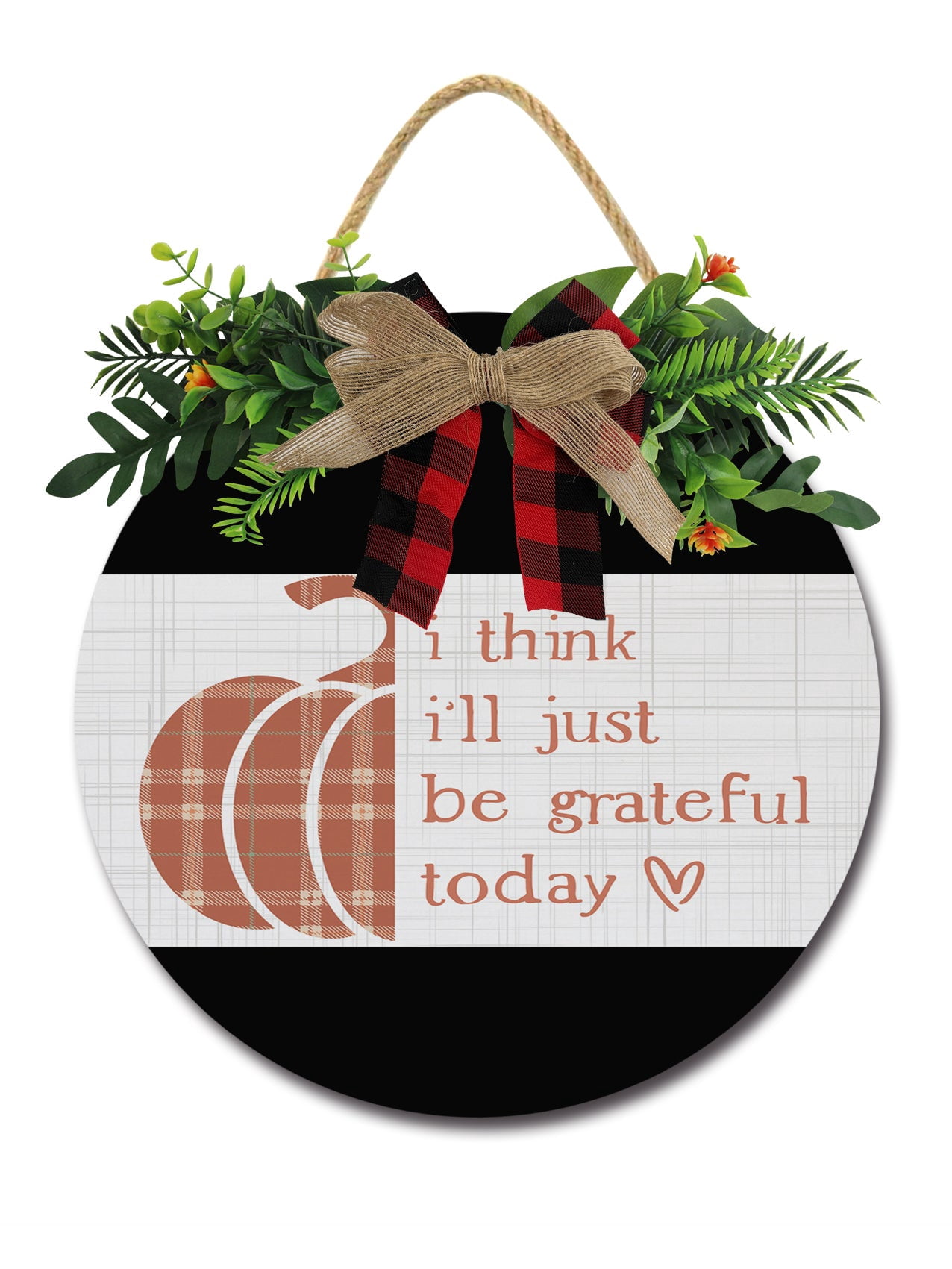 Just Be Grateful Wooden Front Door Sign Rustic Round Wreath Wall Hanger ...