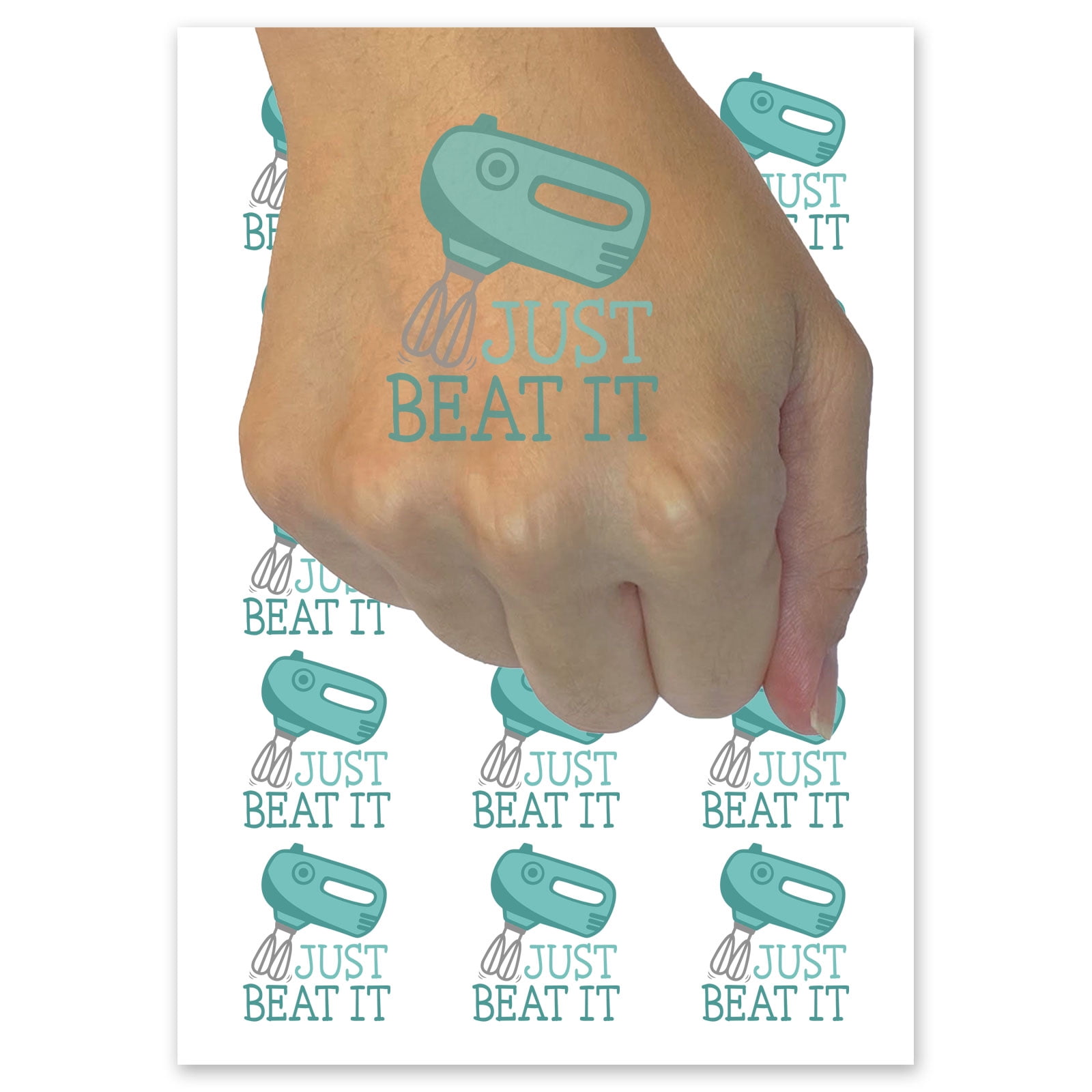 Just Beat It Hand Mixer Temporary Tattoo Water Resistant Fake Body Art ...