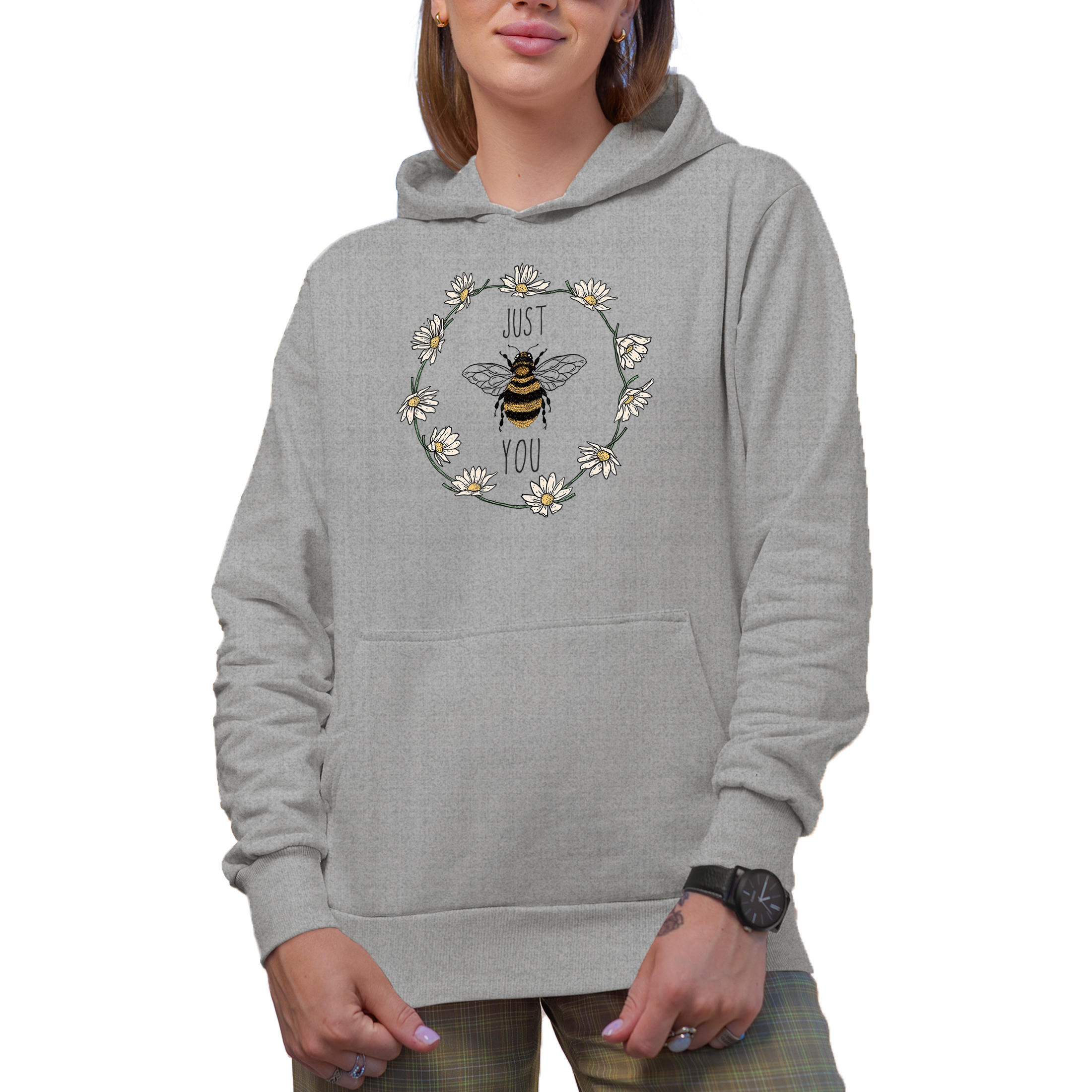 Just Bee You Pun with a Flower Wreath & Honey Bee Art Merch Gift ...