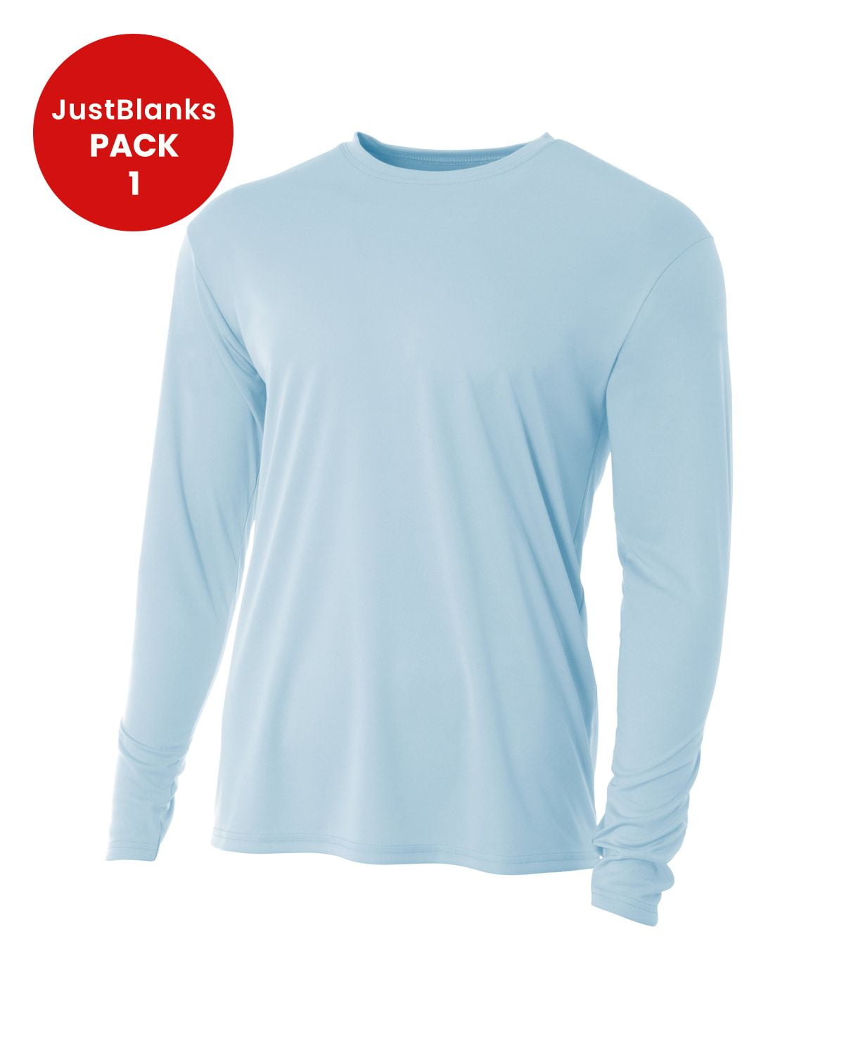 JustBlanks Mens Crew Neck T Shirt Long Sleeve Cooling Performance ...