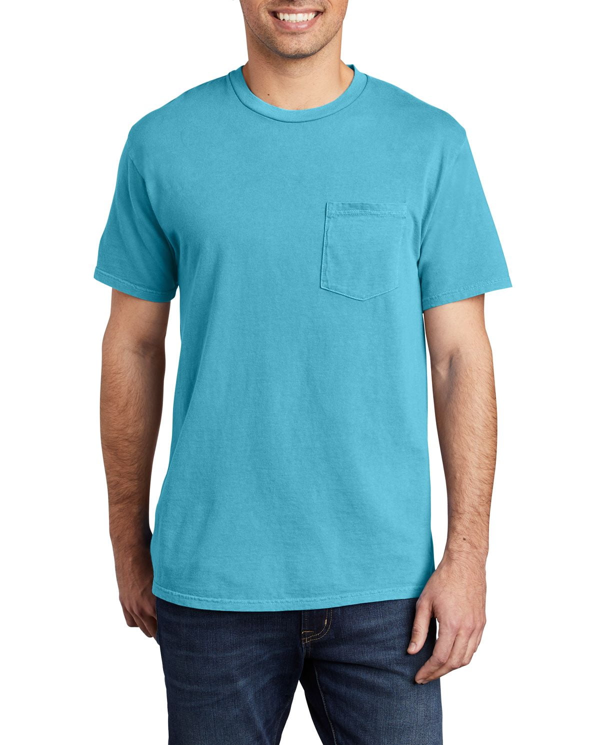 Just Blanks Beach Wash Garment-Dyed Pocket Tee, Tidal Wave, 2XL ...