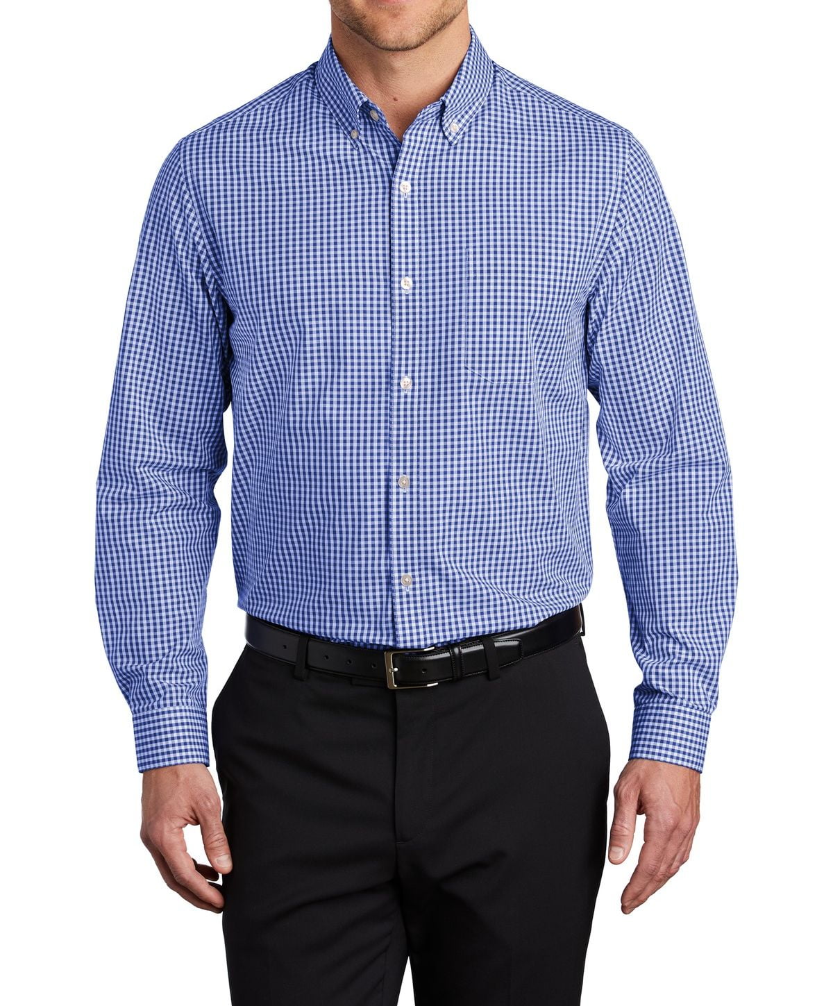 Just Blanks Broadcloth Gingham Easy Care Shirt Button-Down Collar Back ...