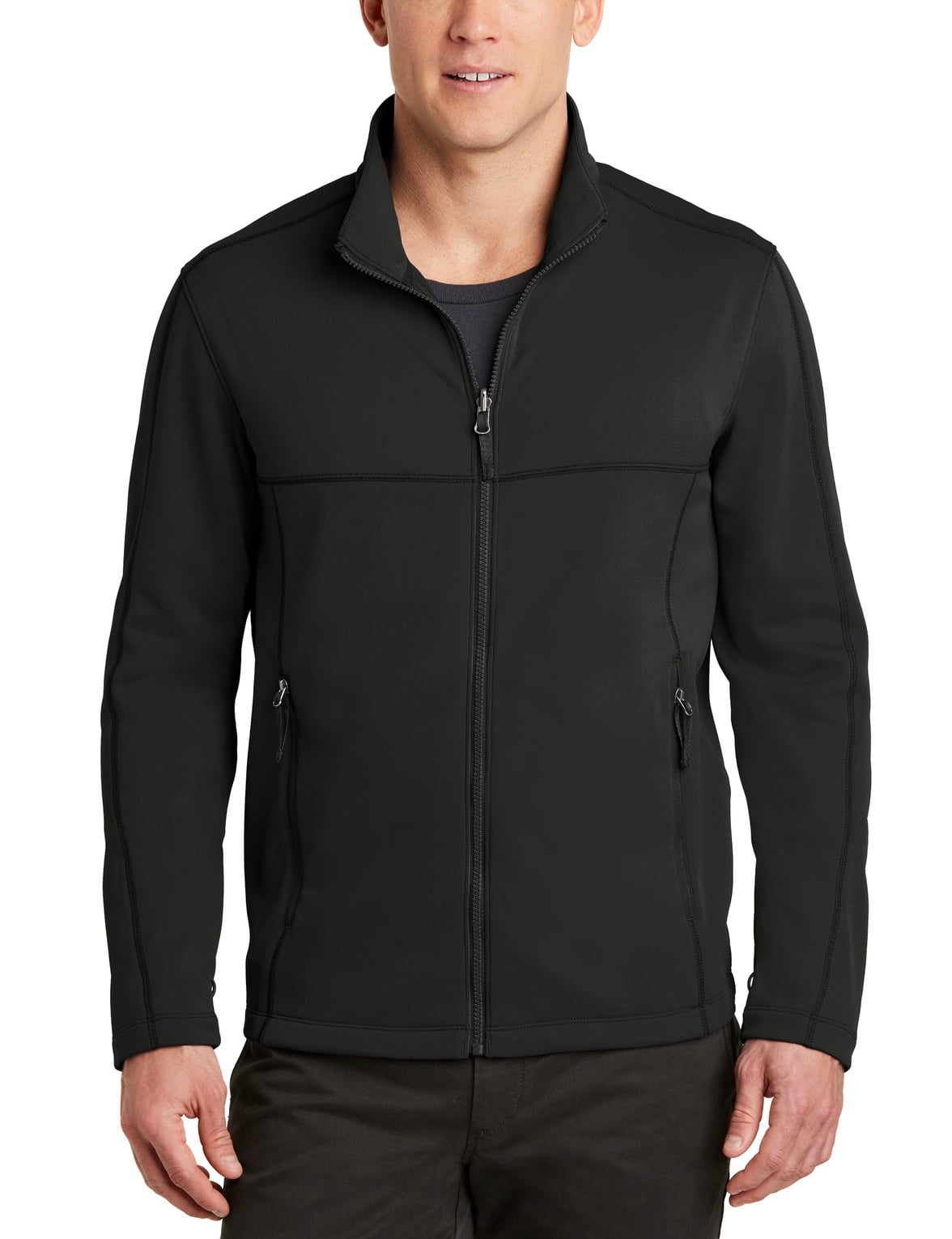 JustBlanks Smooth Fleece Jacket with Molded Zipper Contrast Stitching ...