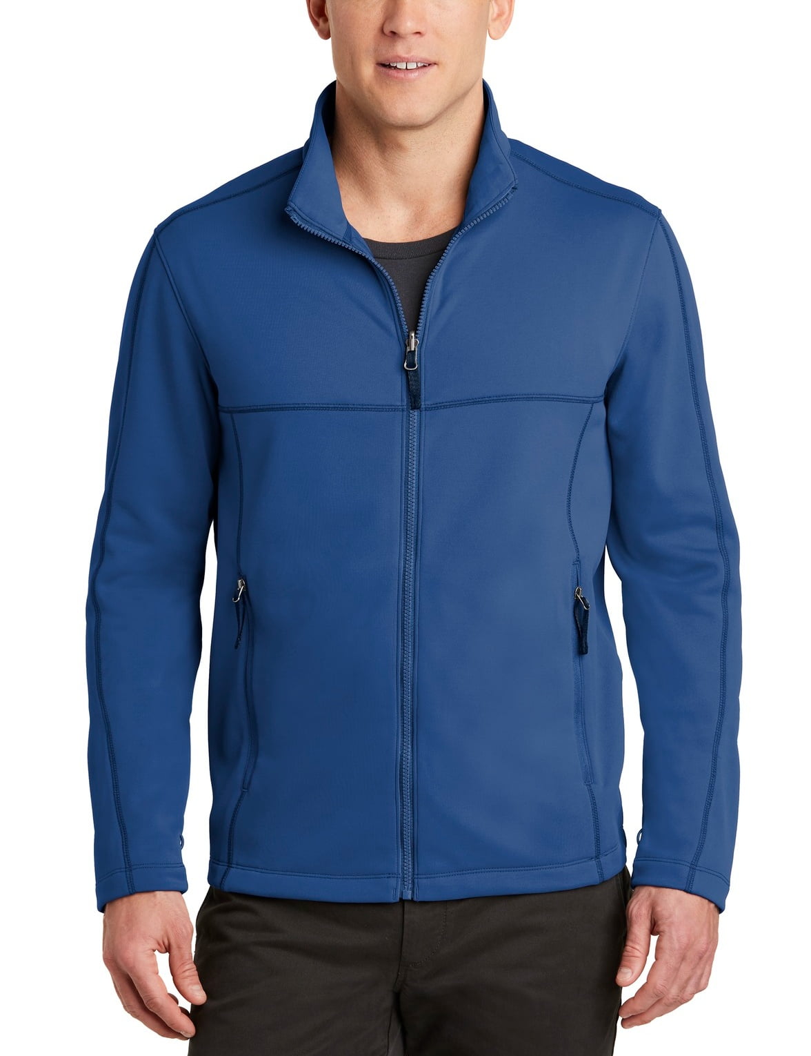 JustBlanks Smooth Fleece Jacket with Molded Zipper Contrast Stitching ...