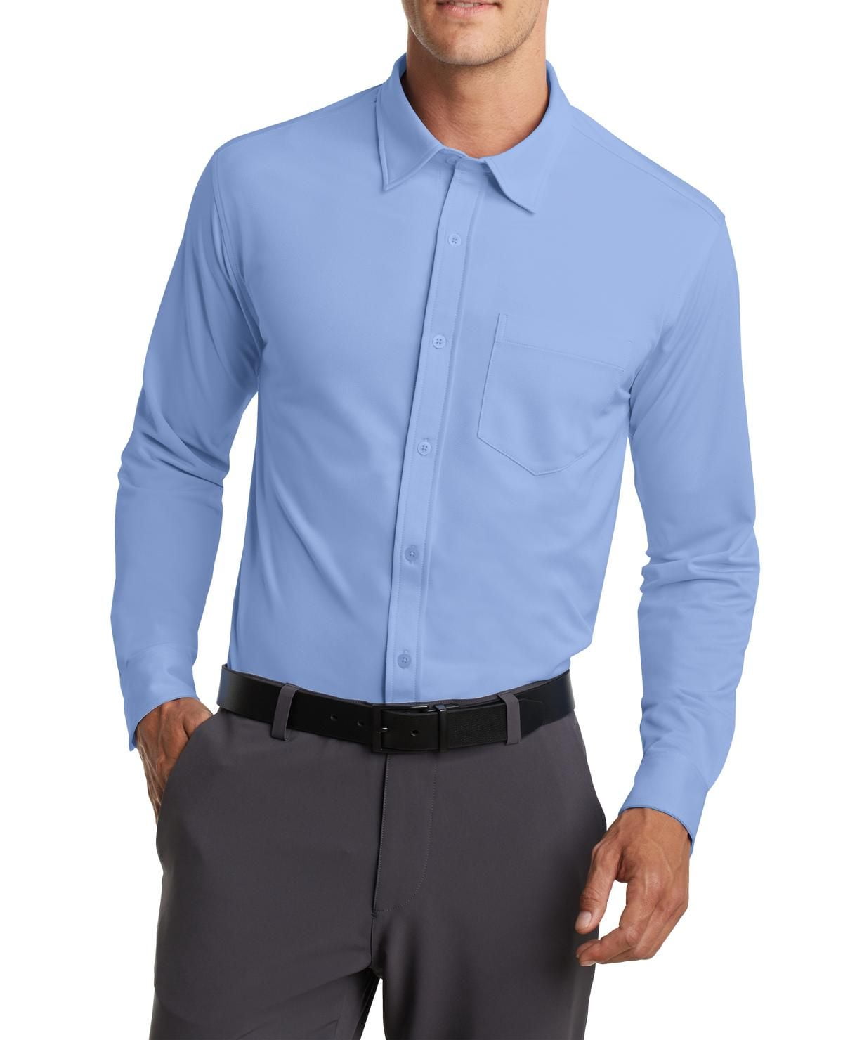 Just Blanks Dimension Knit Dress Shirt Hidden Button Down Collar, Dress Shirt Blue, L - Walmart.com