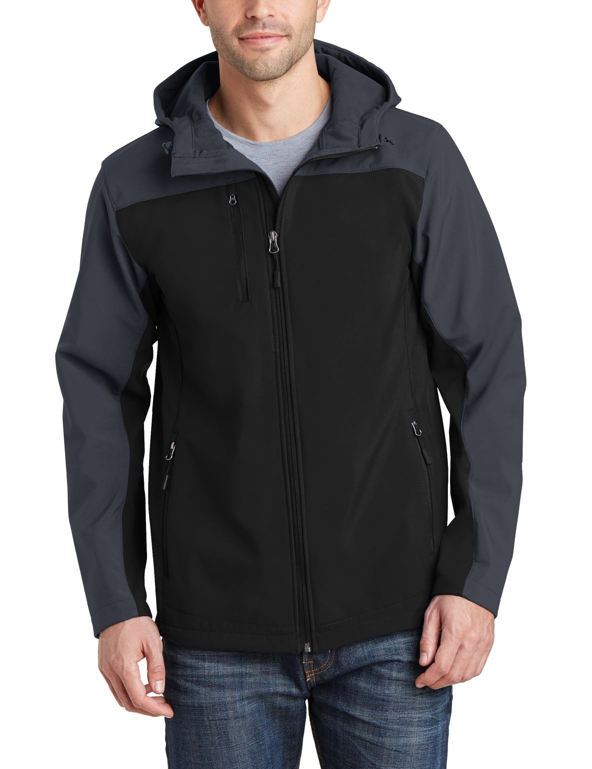 Just Blanks Hooded Core Soft Shell Jacket Reverse Coil Zippers Interior ...