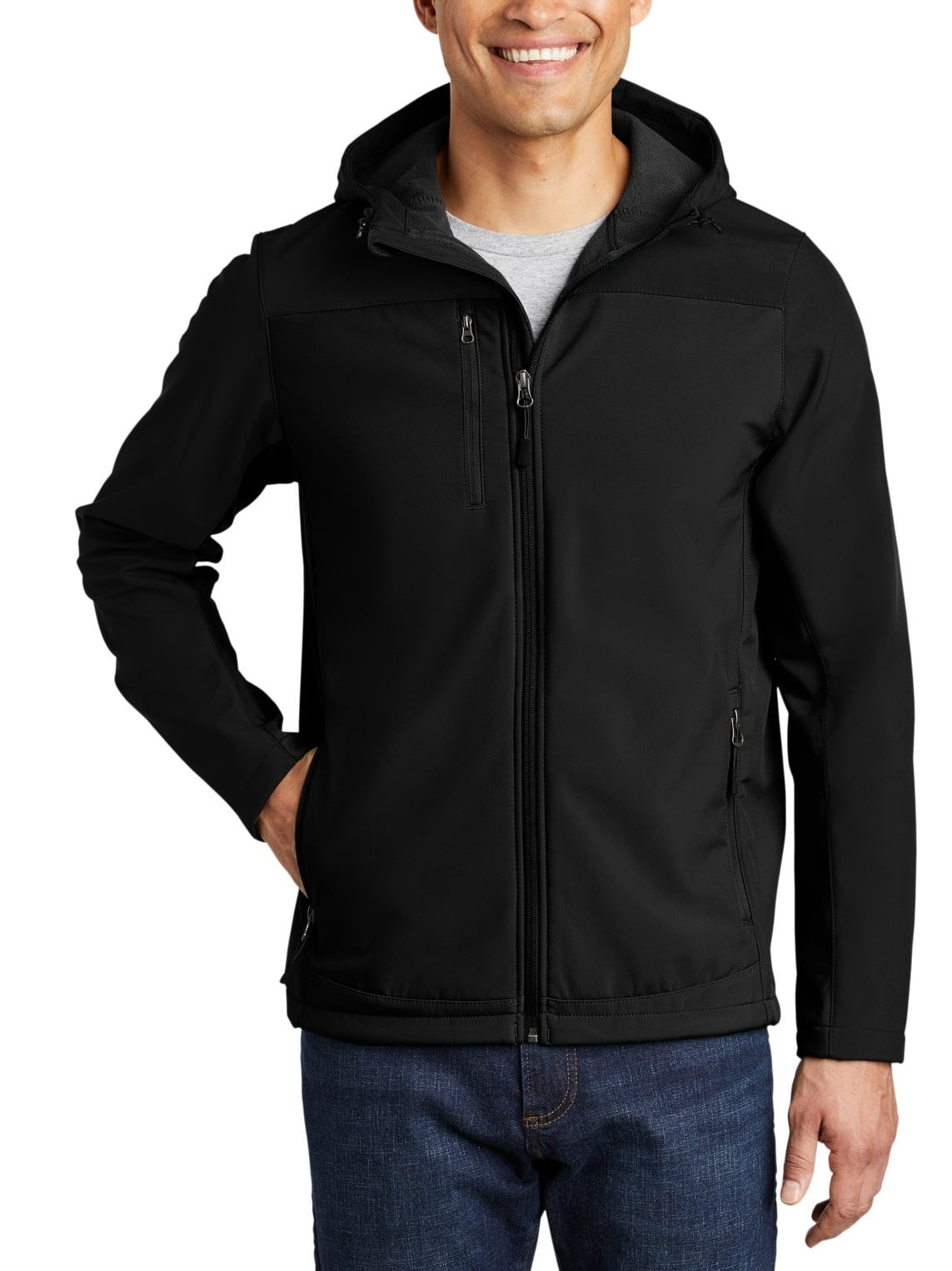 Just Blanks Hooded Core Soft Shell Jacket Reverse Coil Zippers Interior ...