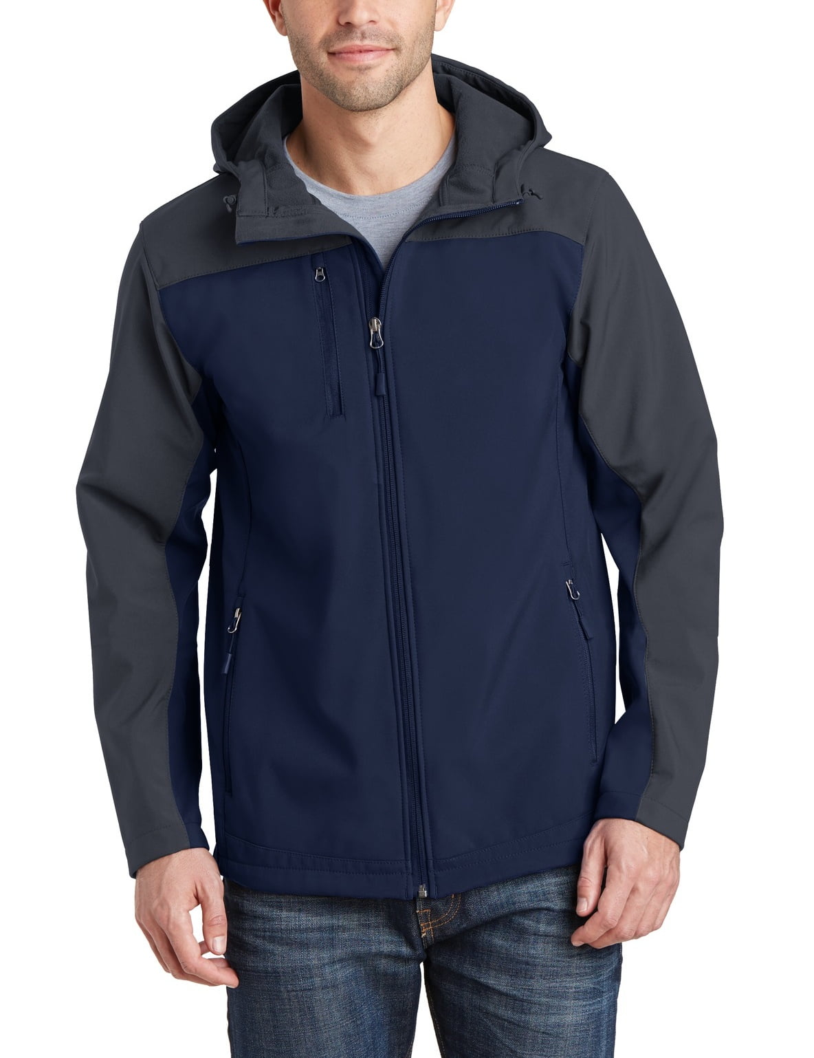 Just Blanks Hooded Core Soft Shell Jacket Reverse Coil Zippers Interior ...