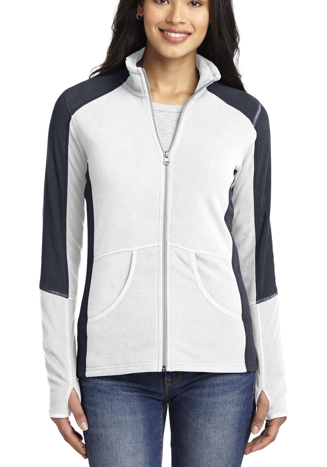 JustBlanks Womens Colorblock Full Zip Microfleece Jacket Lightweight ...