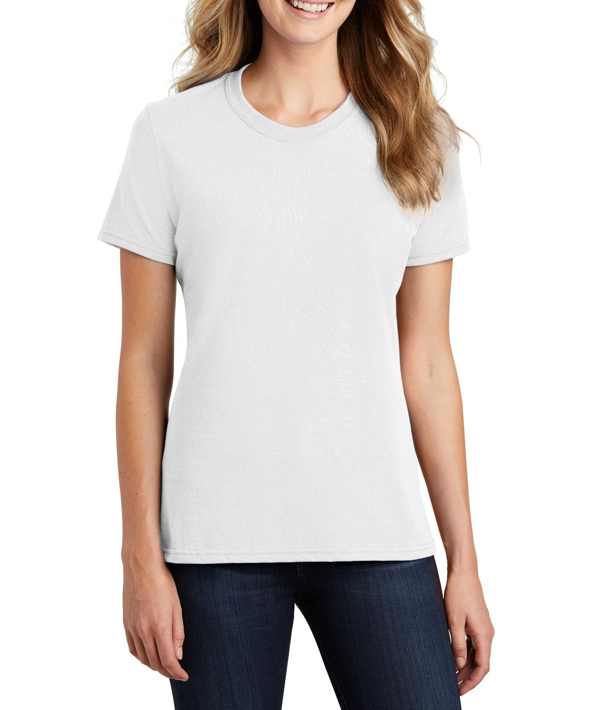Just Blanks Ladies Core Blend Tee Rib Knit Collar Shoulder To Shoulder ...