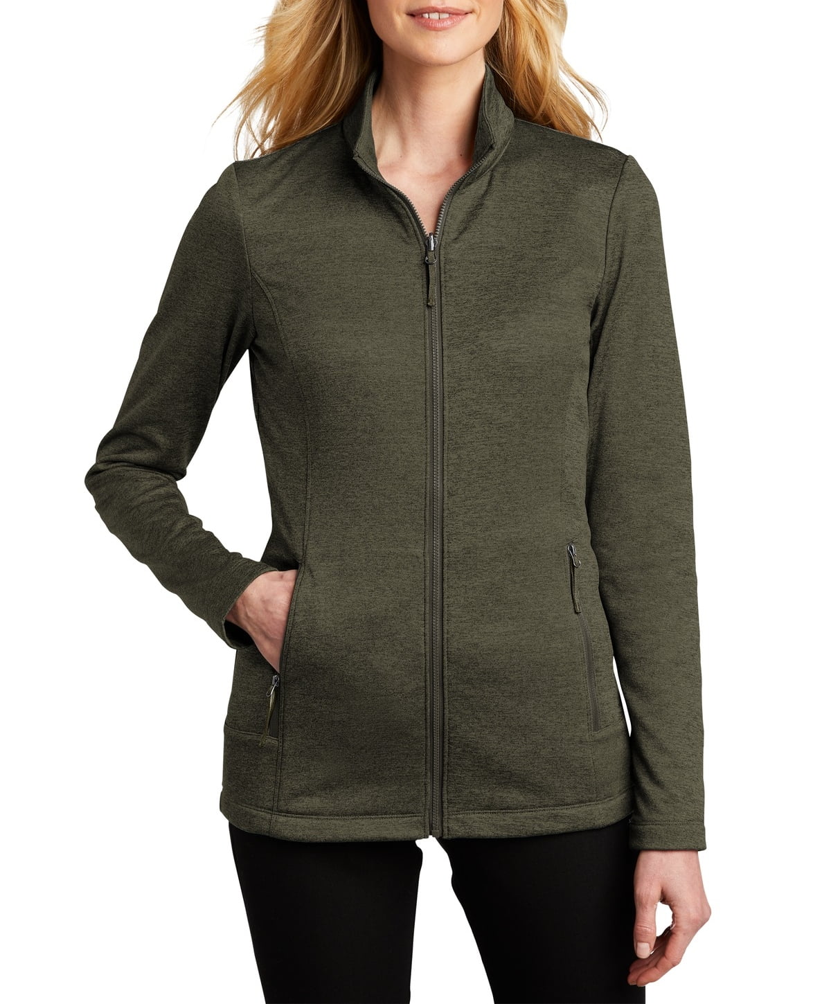 Just Blanks Ladies Cozy Fleece Jacket Reverse Coil Zipper Open Front ...