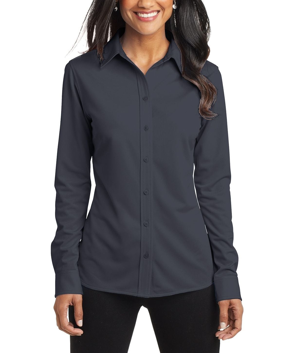 Just Blanks Ladies Dimension Knit Dress Shirt Gently Contoured ...