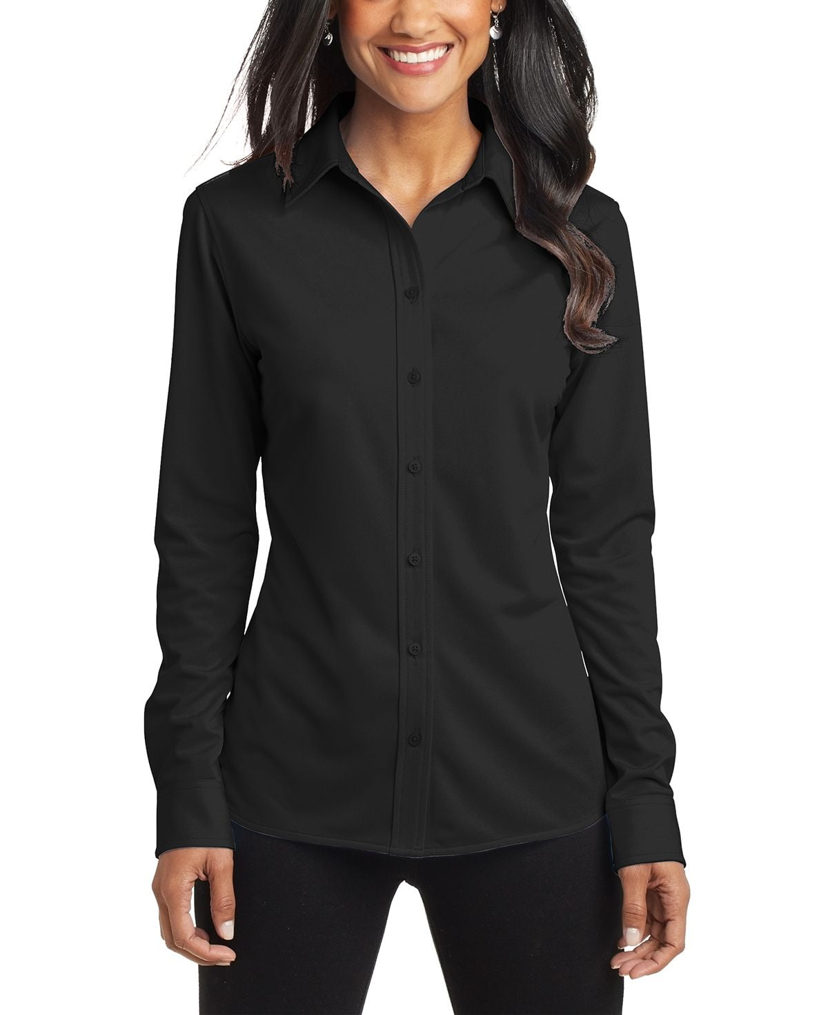 Just Blanks Ladies Dimension Knit Dress Shirt Gently Contoured ...
