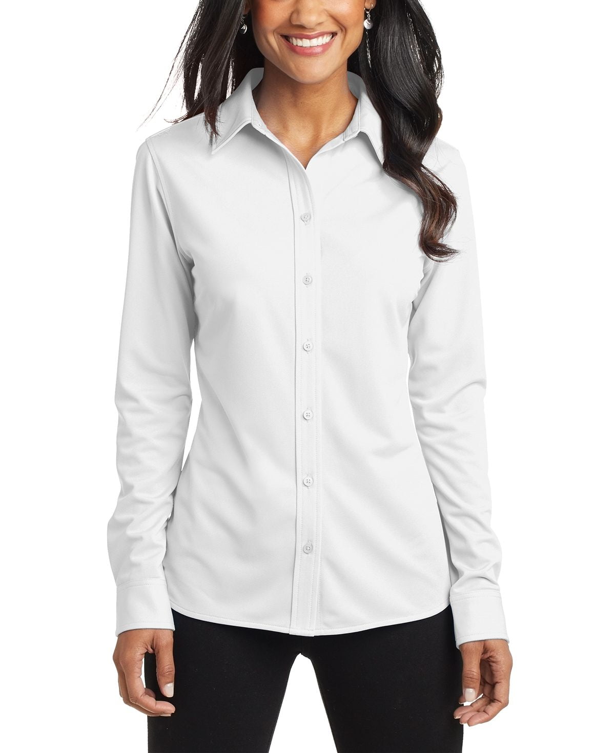 Just Blanks Ladies Dimension Knit Dress Shirt Gently Contoured ...